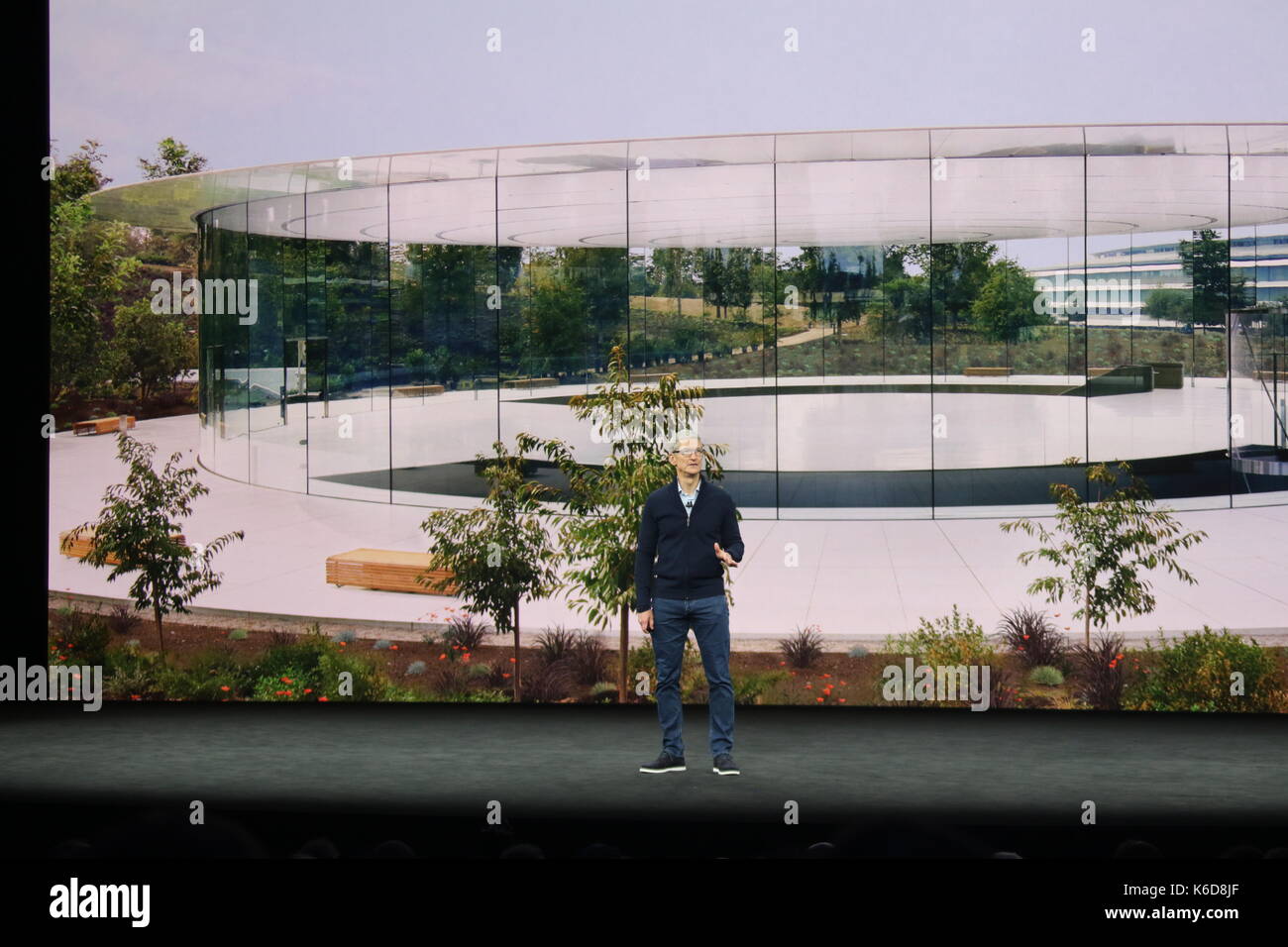 Cupertino, US. 12th Sep, 2017. Apple CEO Tim Cook presents the newest ...
