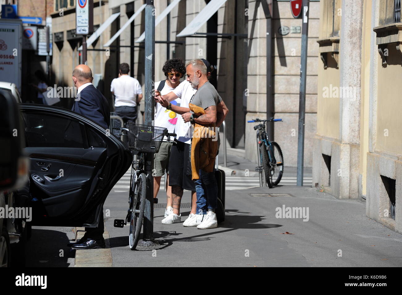 Milan, Gianluca Vacchi in the center with a rental car Gianluca Vacchi ...