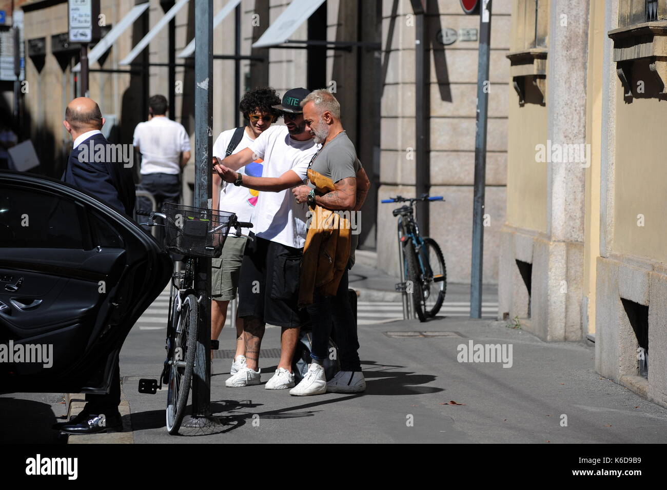 Milan, Gianluca Vacchi in the center with a rental car Gianluca Vacchi ...