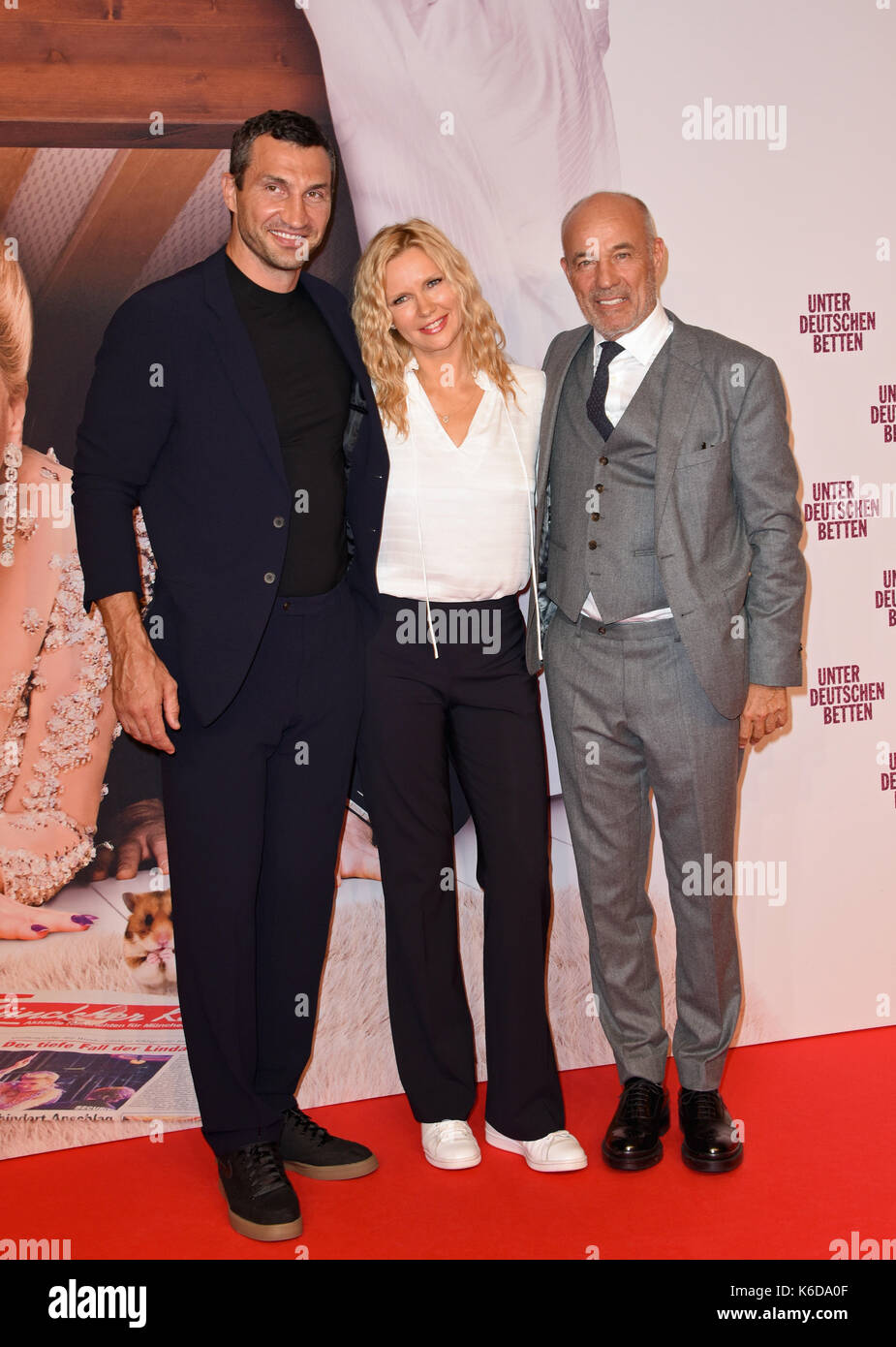 Munich, Germany. 12th Sep, 2017. Boxer Wladimir Klitschko (l-r) and actors Veronica Ferres and ...