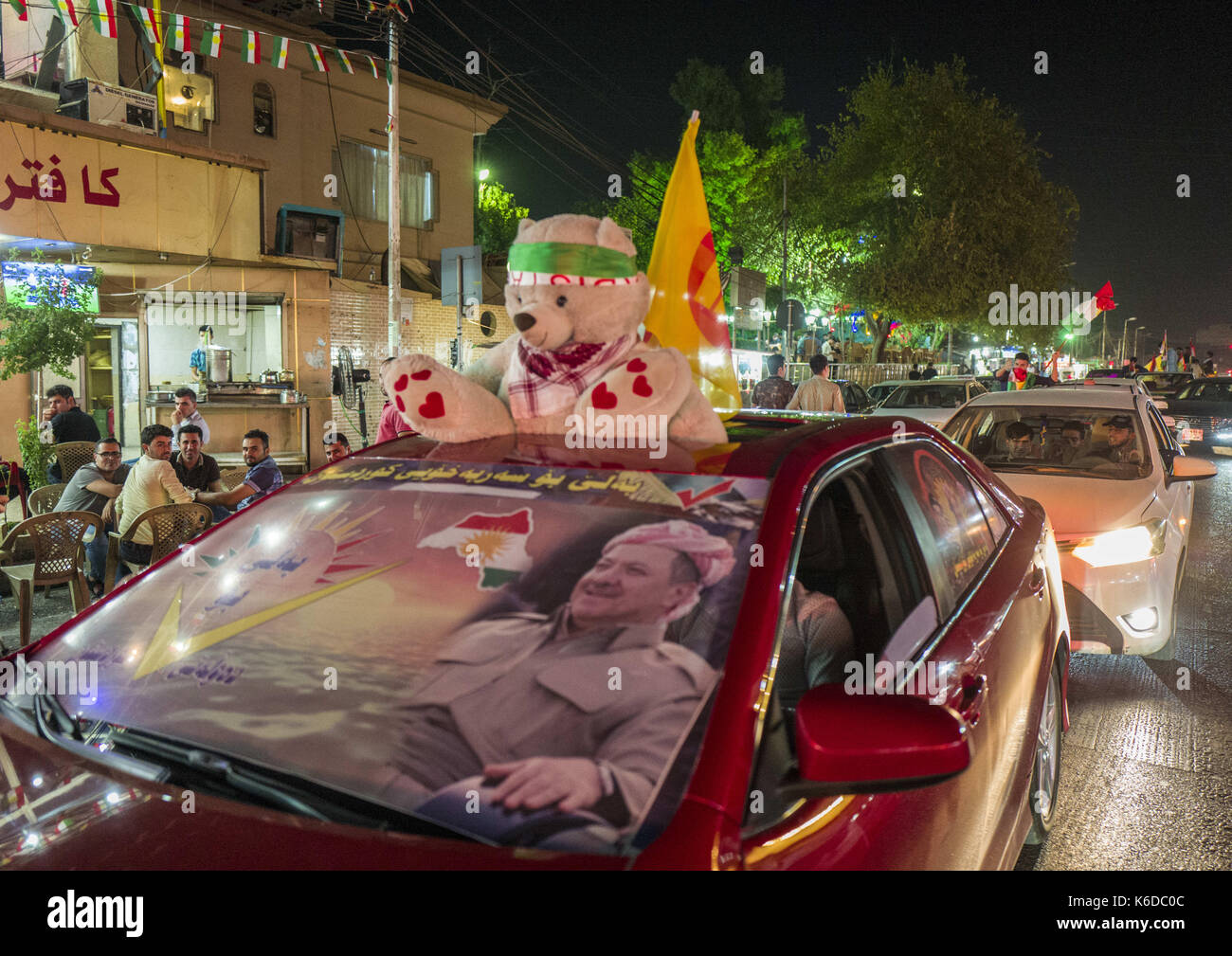 Celebrating the referendum about independence of Kurdistan, Erbil ...