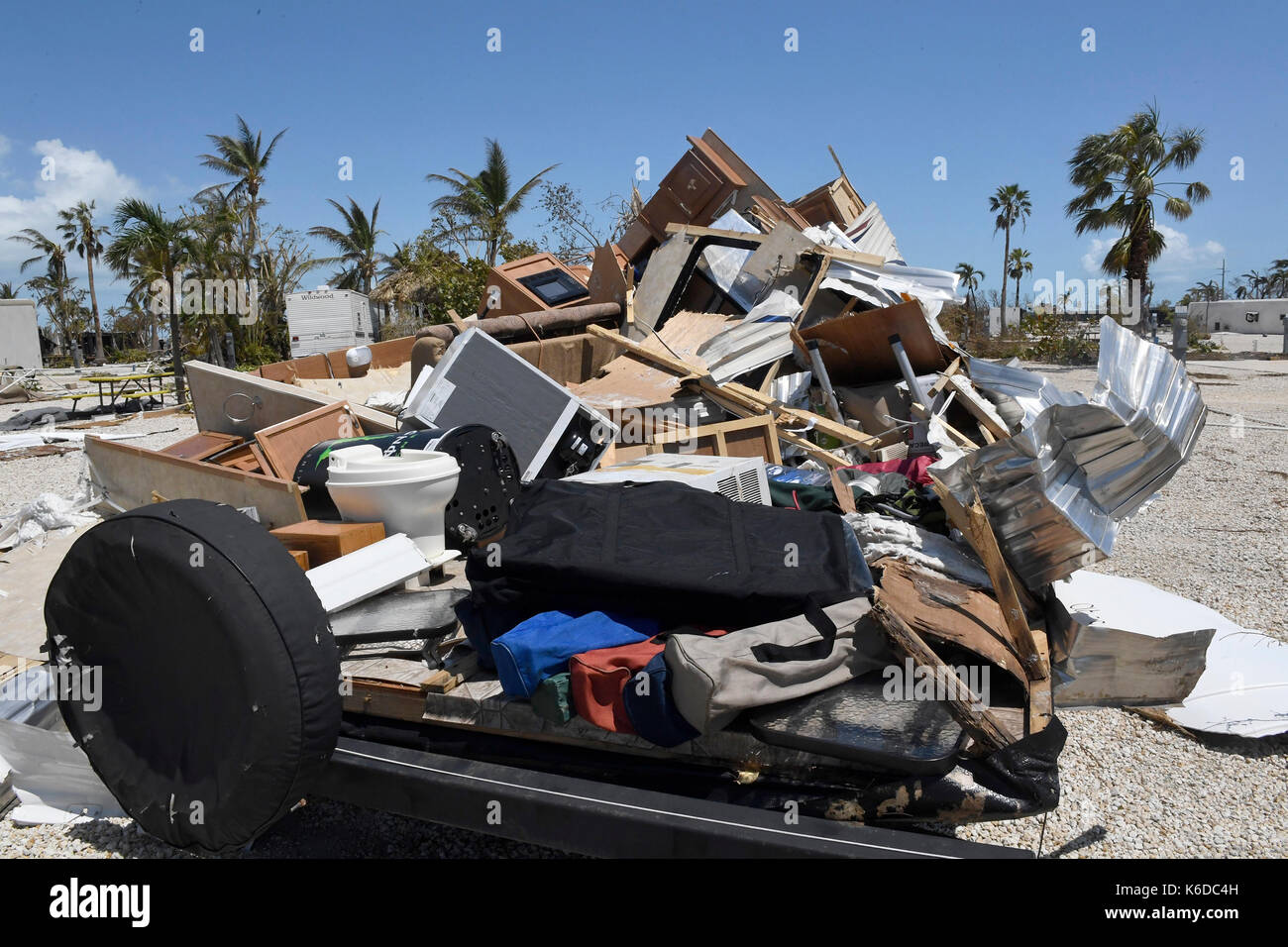 Ohio Key, FL, USA. 12th Sep, 2017. A completely destroyed RV with all ...