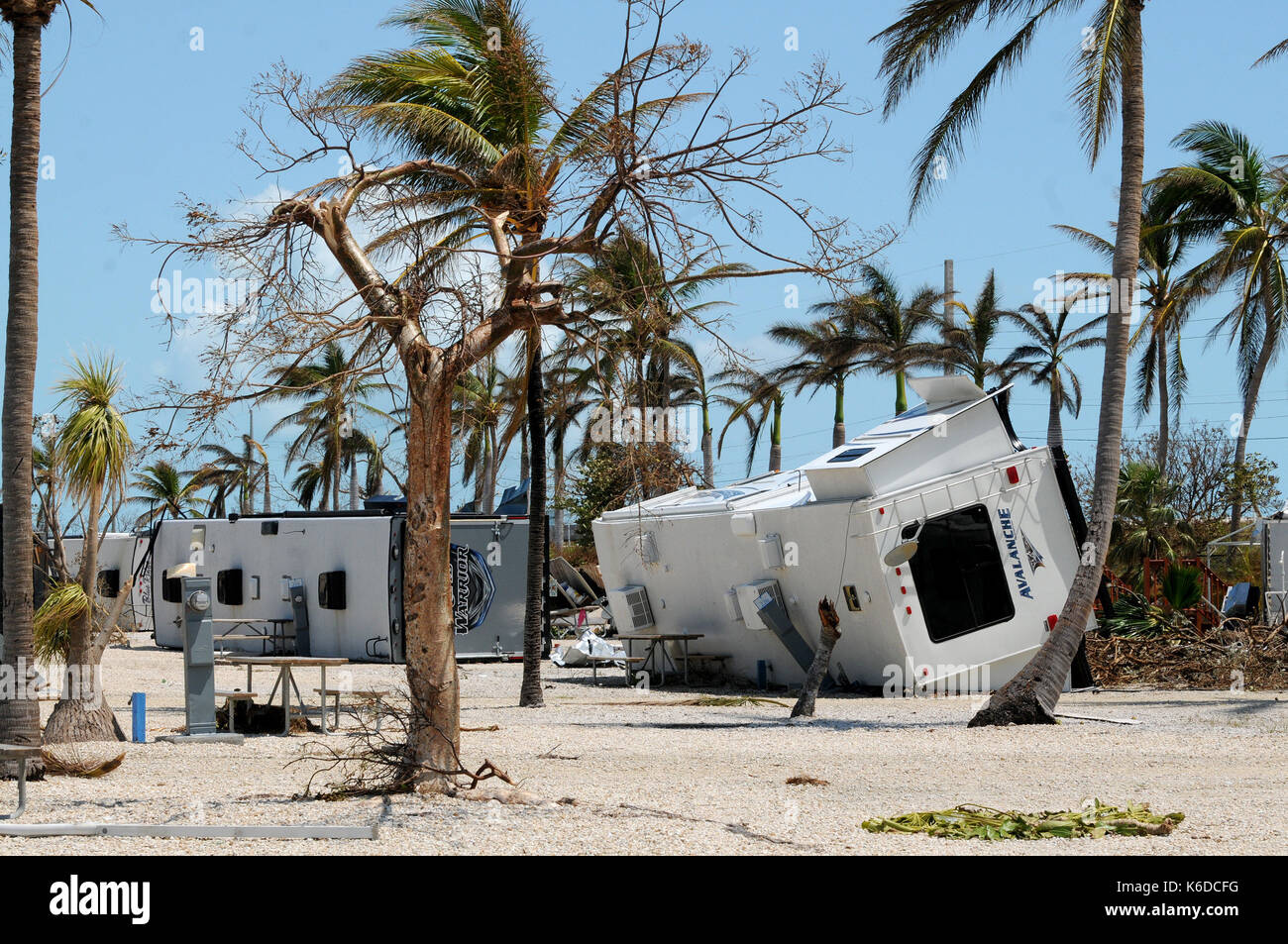 Ohio Key, Florida, USA. 12th Sep, 2017. Flipped RVs sit on their side ...
