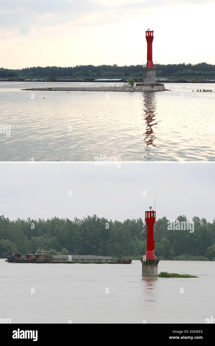 Huai'an. 13th Sep, 2017. Combined photo shows a scene of the Huaihe ...