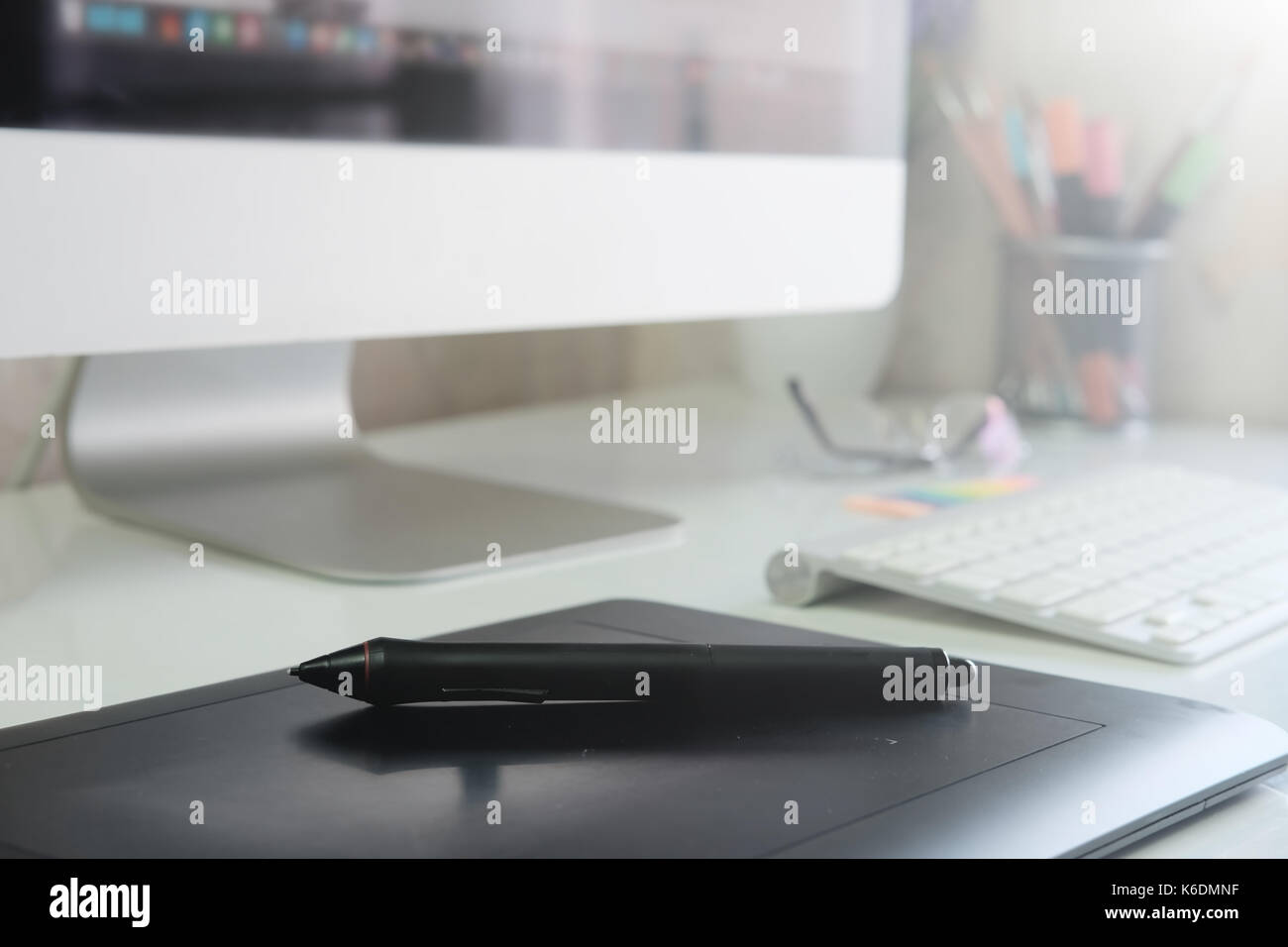 graphic design desk mouse pan sketch device on creative desk Stock ...