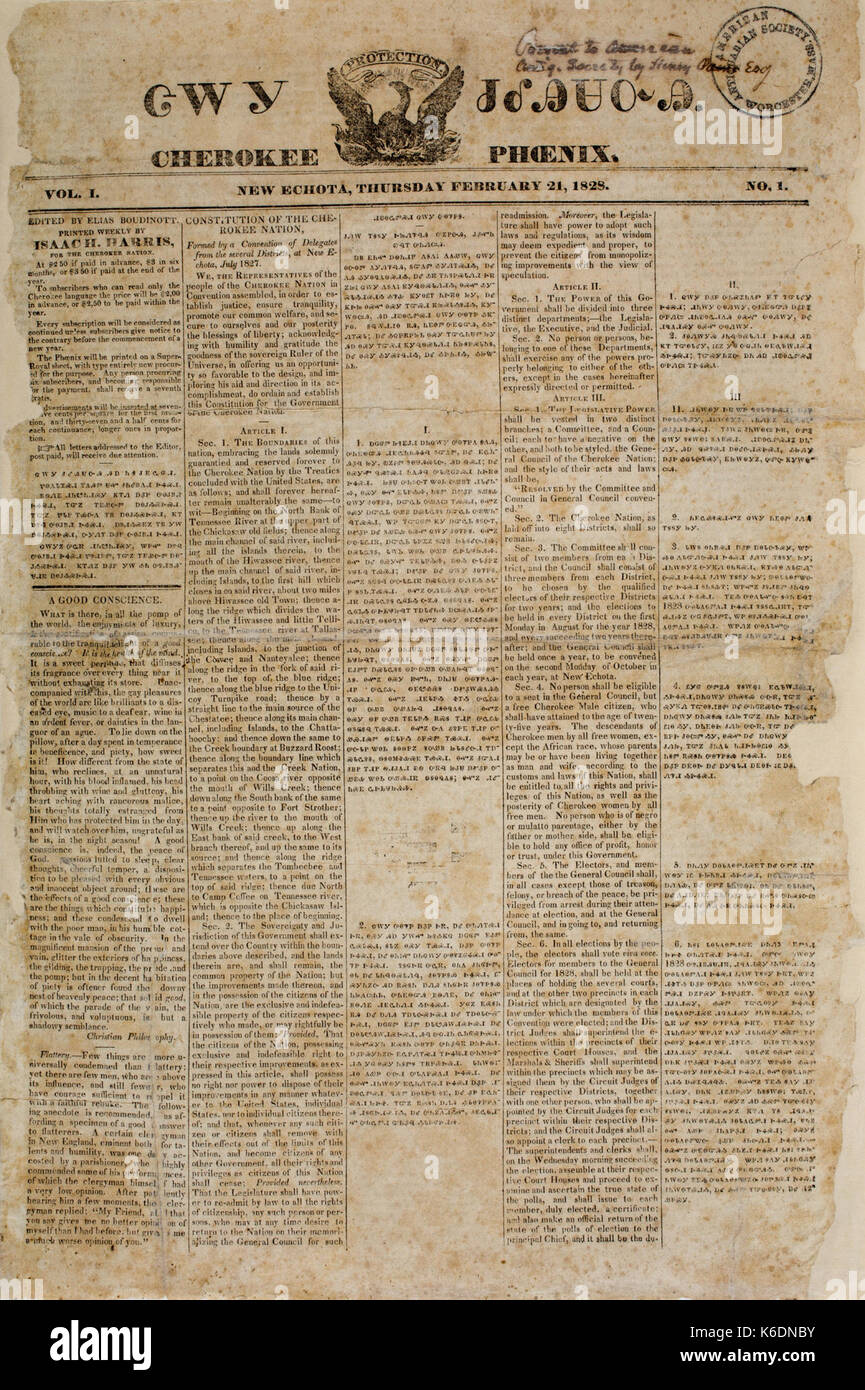 Cherokee phoenix hi-res stock photography and images - Alamy