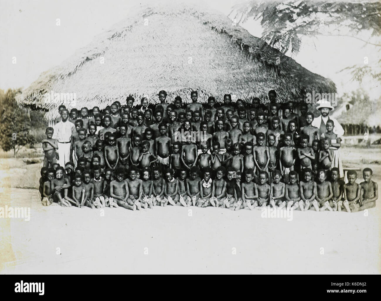 Congo Balolo Mission missionary and village boys, Congo, ca. 1900 1910 ...