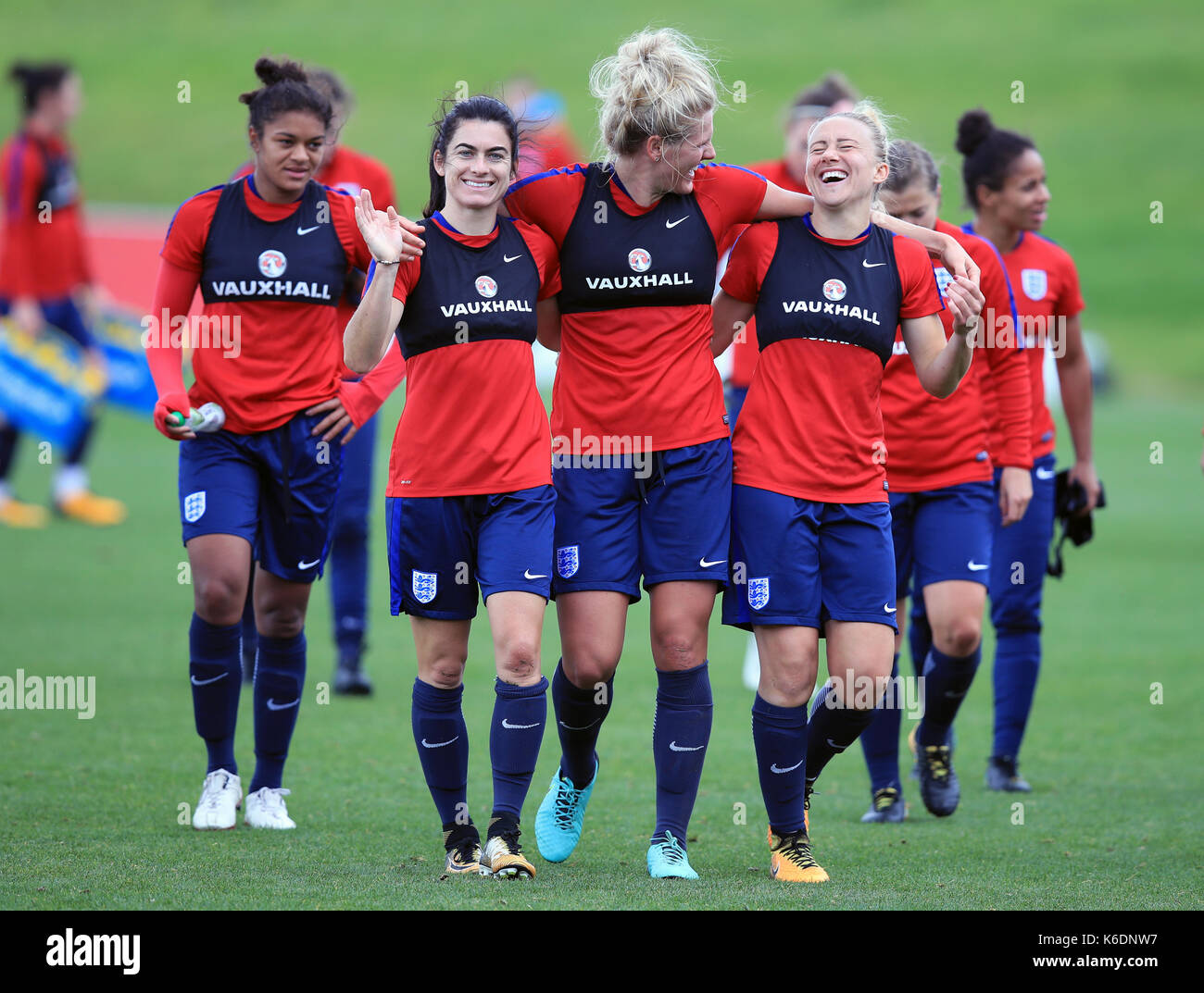 England Women's Millie Bright (centre), Karen Carney (left) and Laura ...