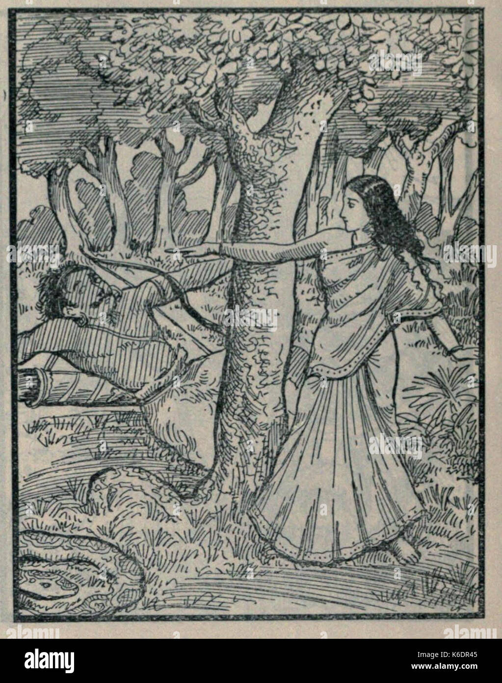 Damayanthi cursing tribal Stock Photo - Alamy