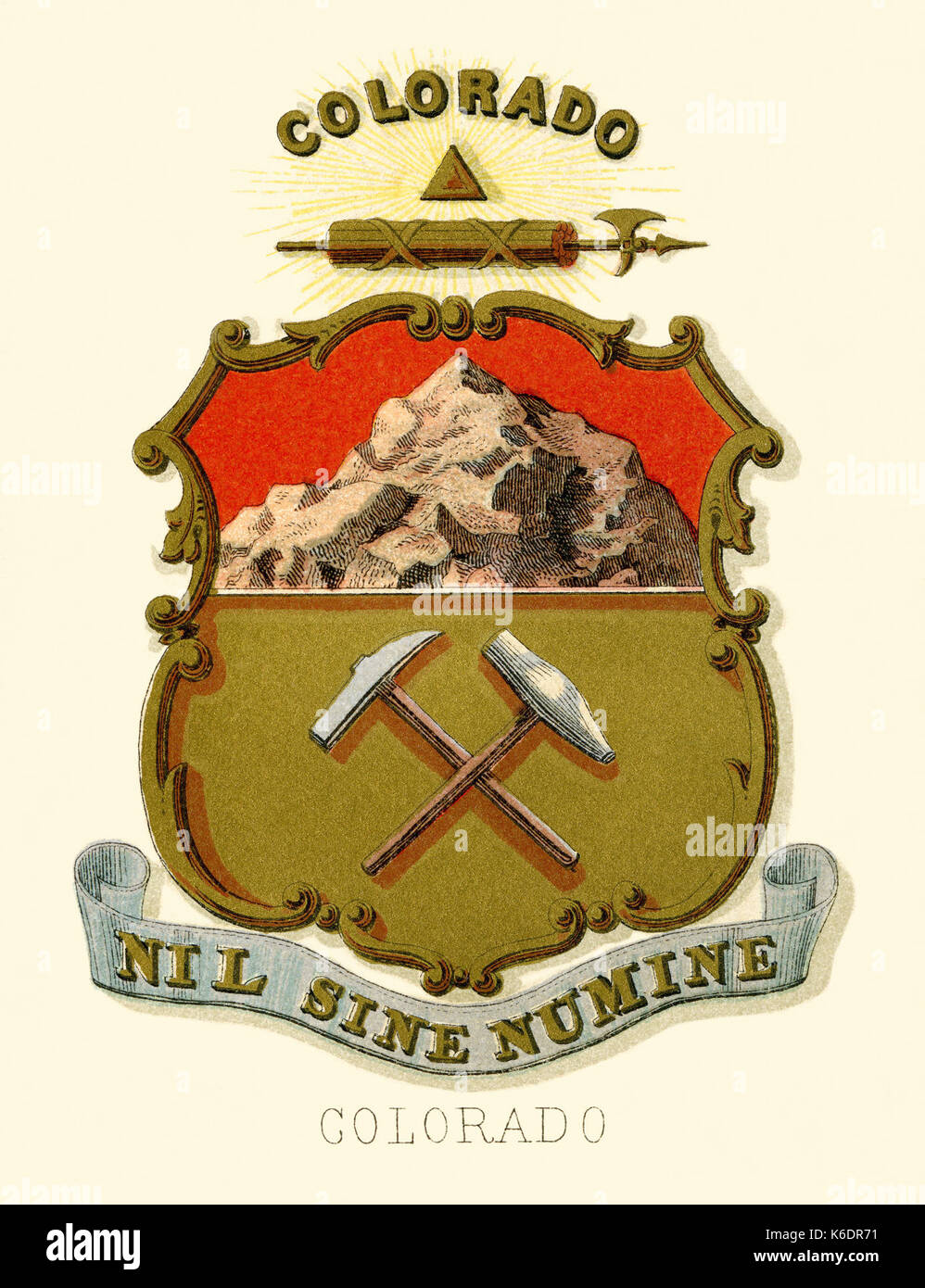 Colorado state coat of arms (illustrated, 1876 Stock Photo - Alamy