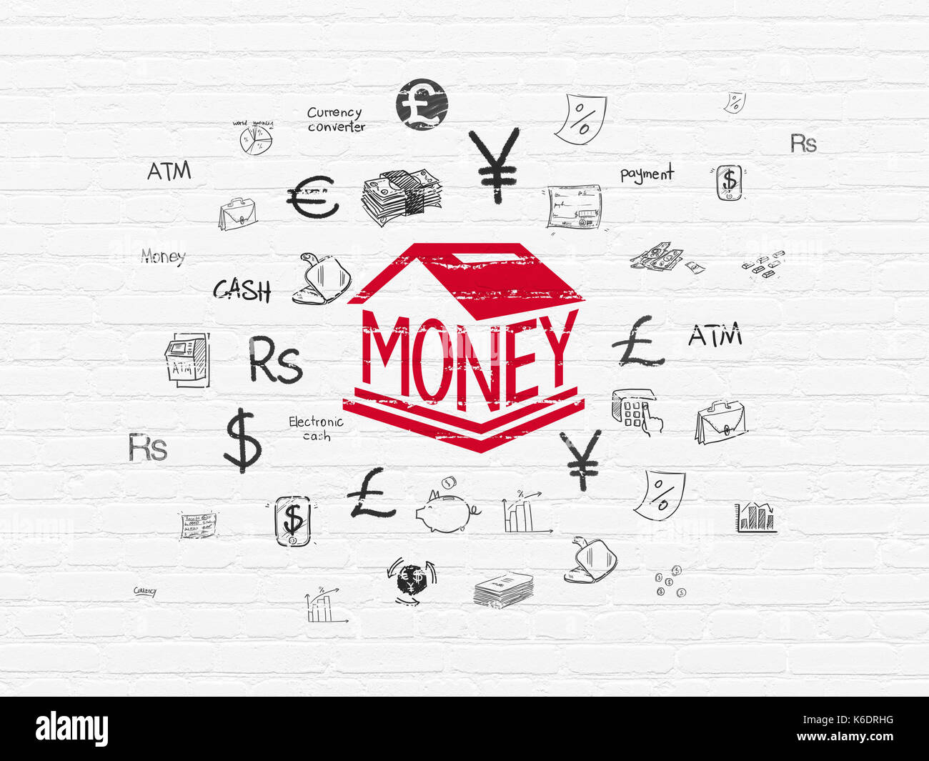 Banking concept: Money Box on wall background Stock Photo - Alamy