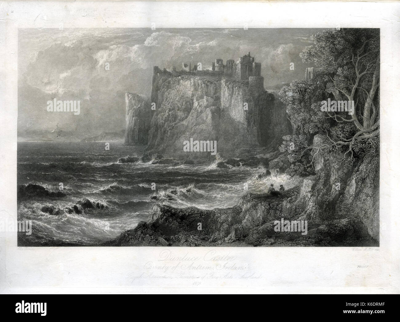 Dunluce castle engraved by W Miller after J Thomson Stock Photo - Alamy