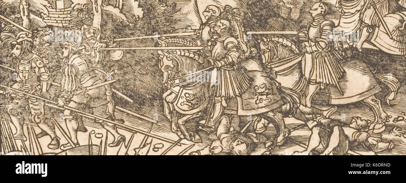 Der Weisskunig 75 Detail Knights running down soldiers Stock Photo - Alamy