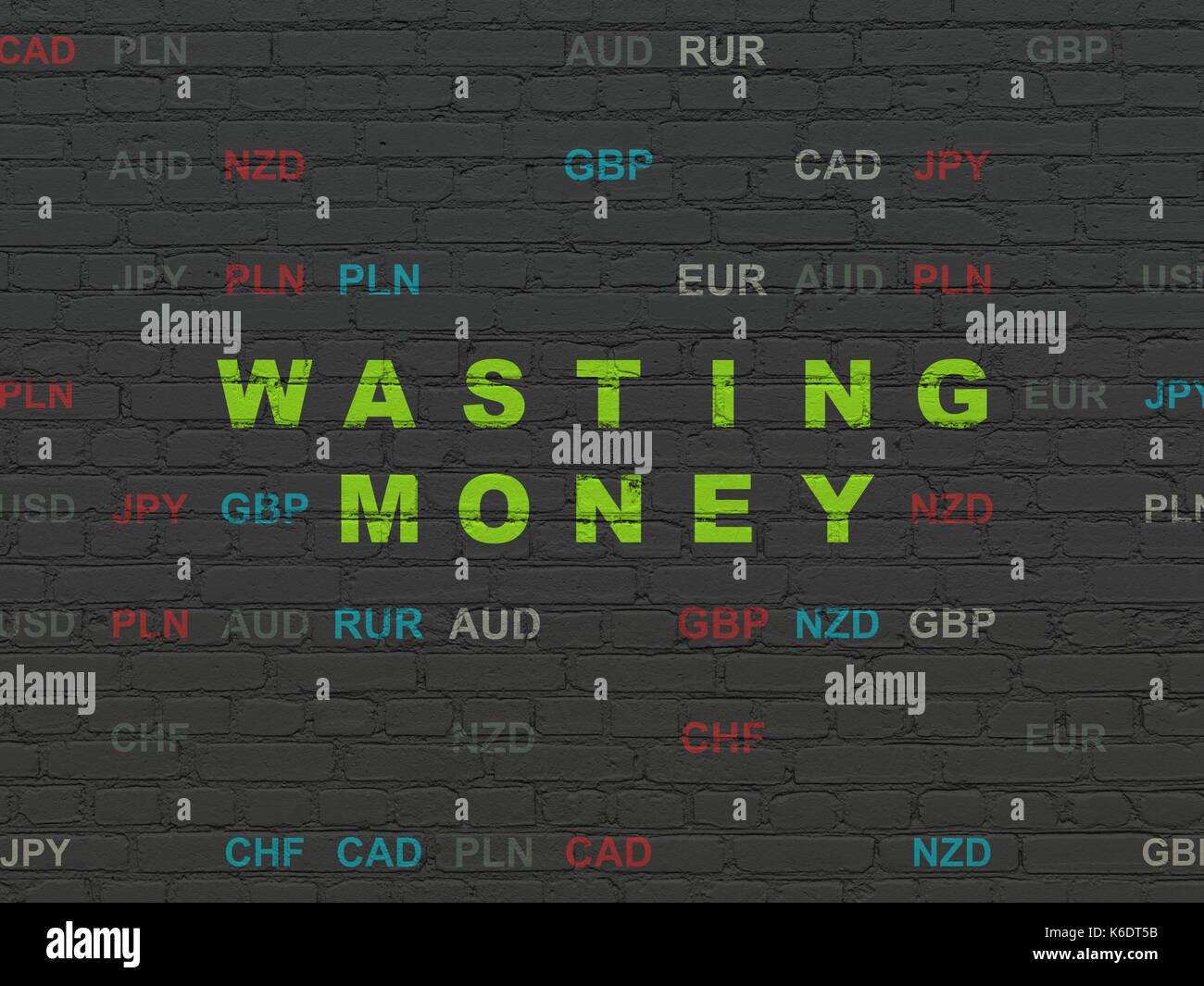 Money concept: Wasting Money on wall background Stock Photo - Alamy