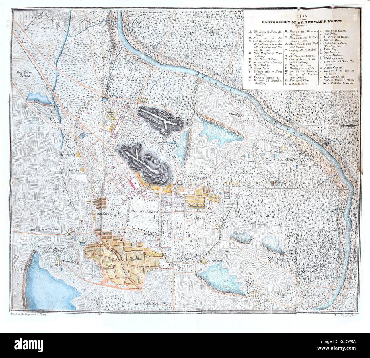 Cantonment St. Thomas Mount 1843 Stock Photo - Alamy