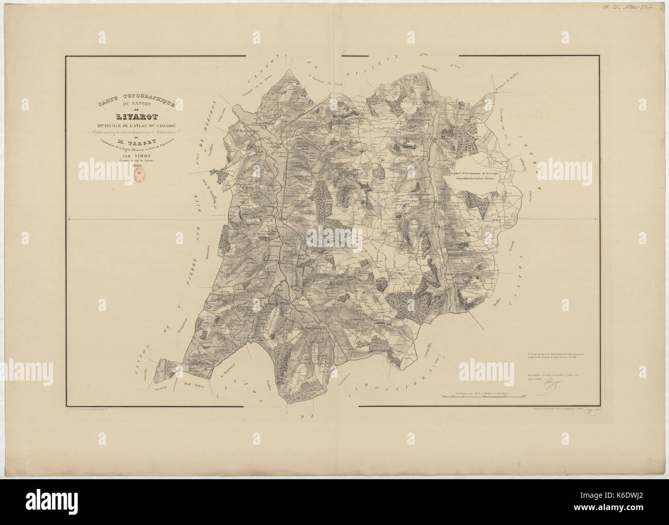 Carte topographique du canton de Livarot 1840 Stock Photo - Alamy