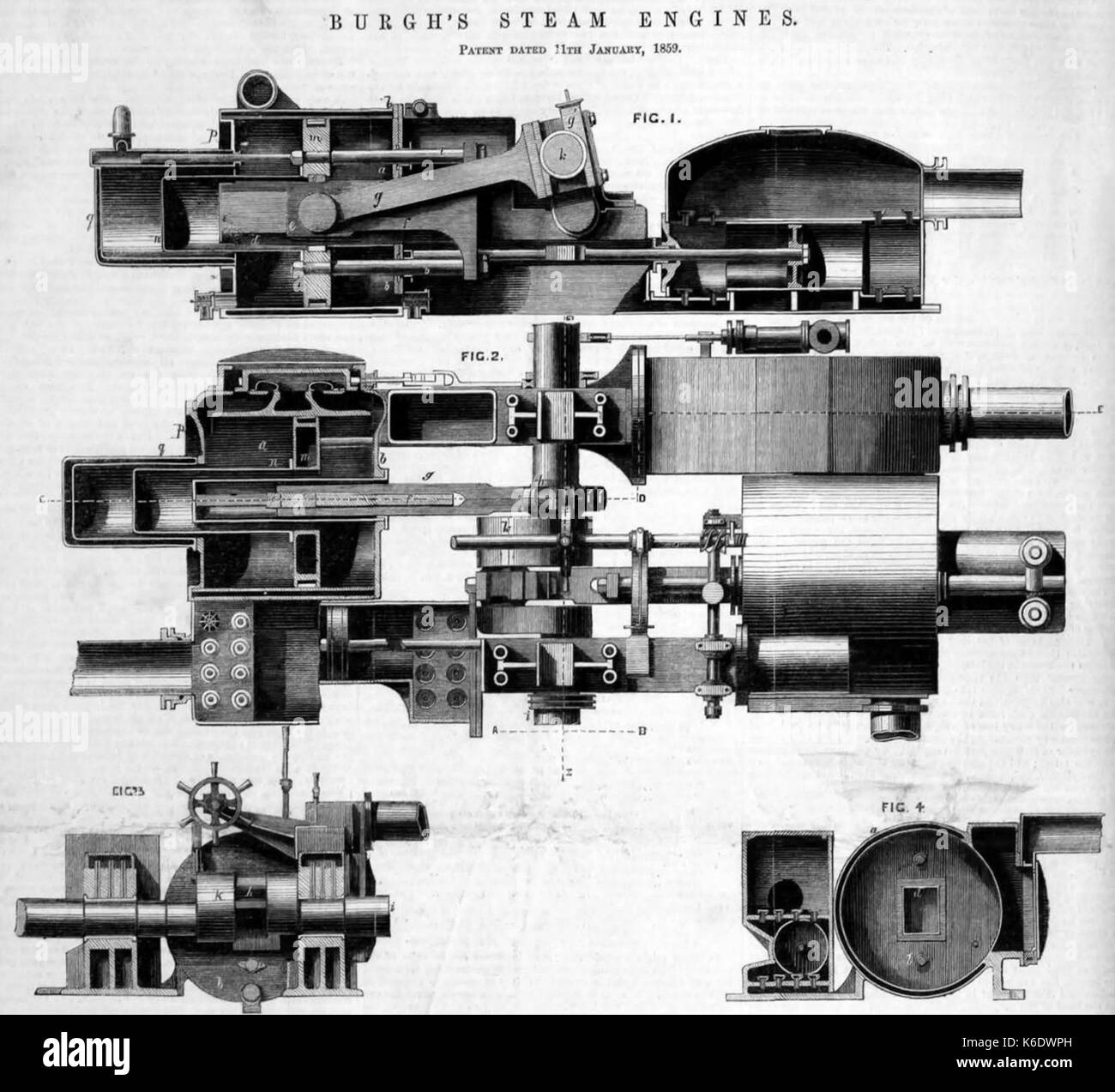 Burgh's steam engine, 1859 Stock Photo - Alamy