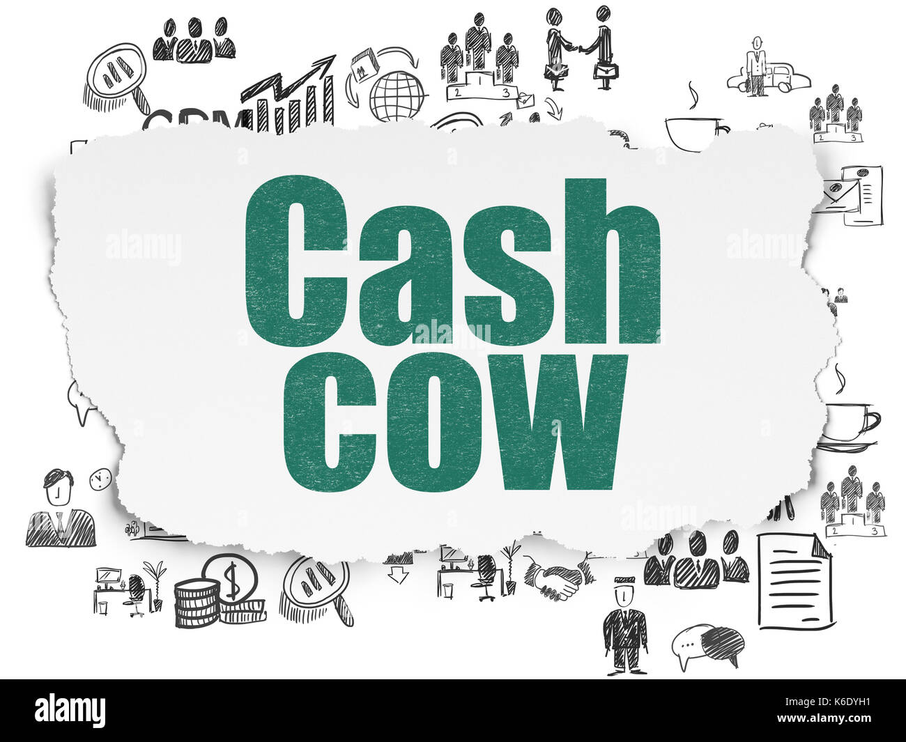 Finance concept: Cash Cow on Torn Paper background Stock Photo - Alamy