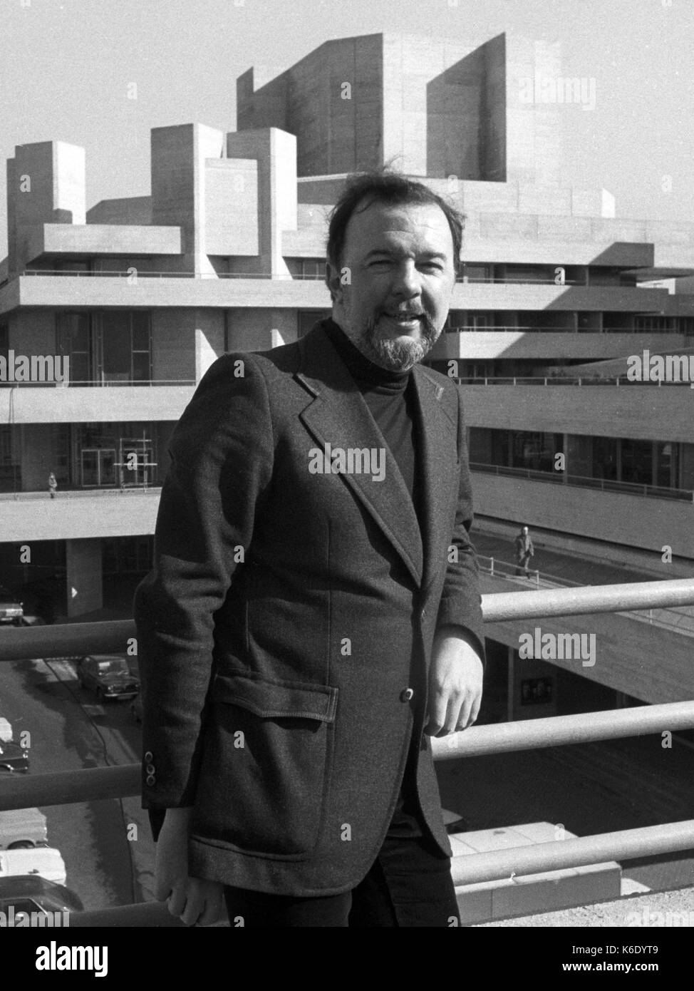 National Theatre director Peter Hall, stood outside the theatre's new ...