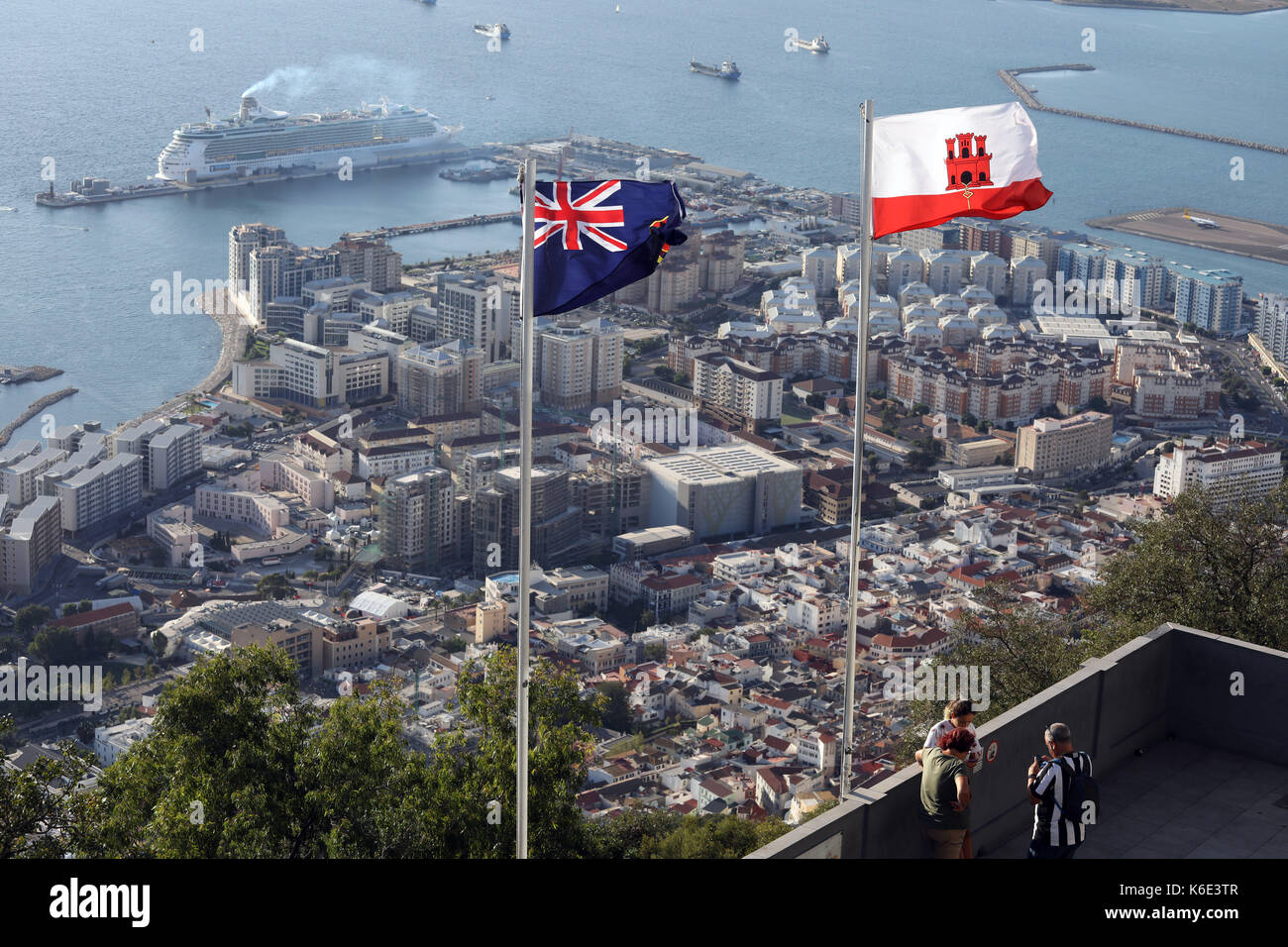 Pic shows: Gibraltar which overlooks the 14km strait between Europe and ...