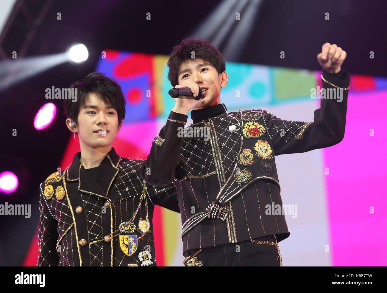 Boy band TFBoys performing in concert in Nanjing city Featuring ...