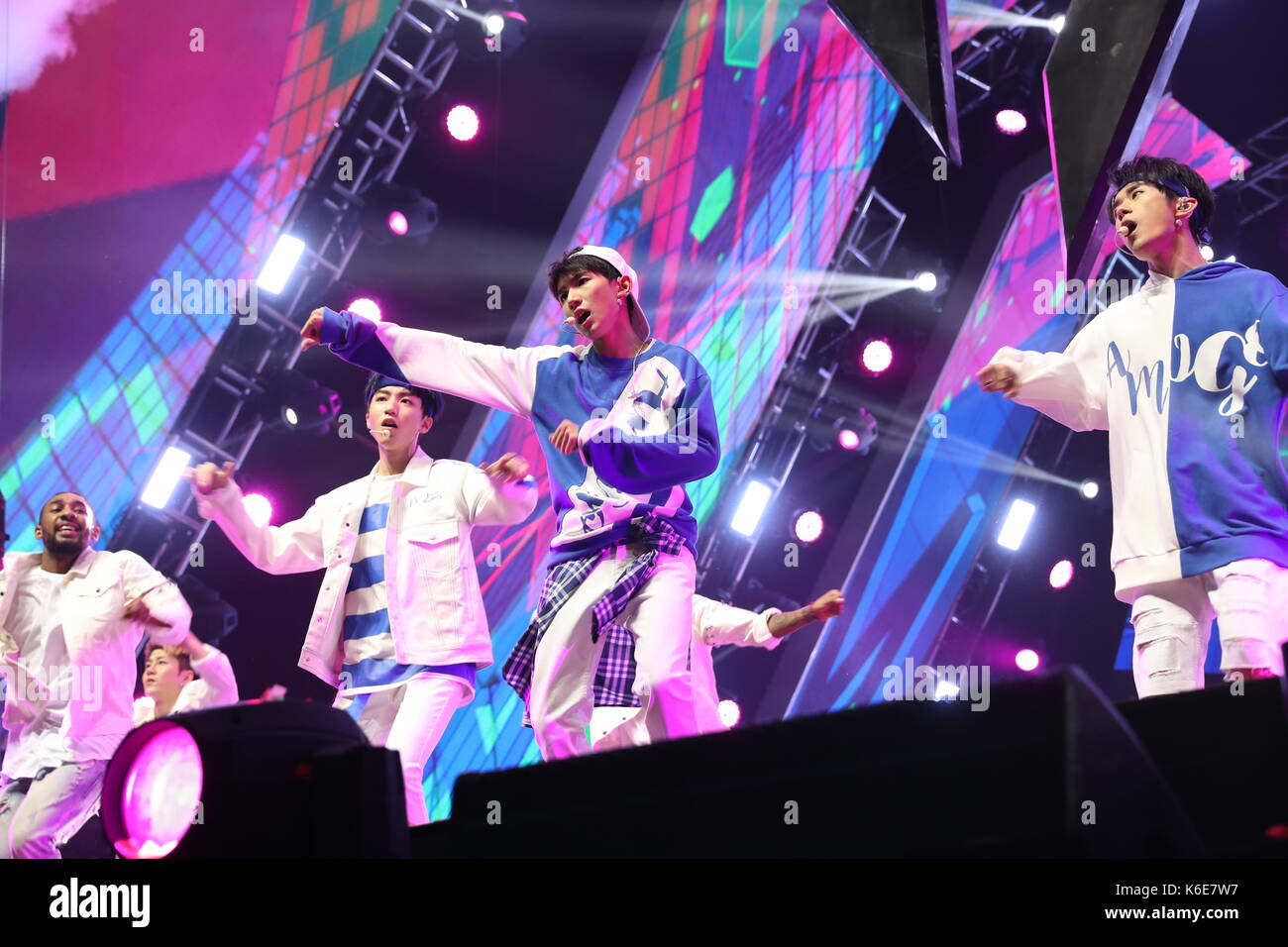 Boy band TFBoys performing in concert in Nanjing city Featuring: TFBoys ...