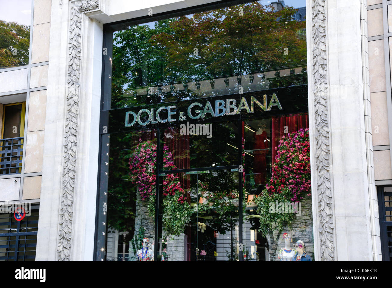 Paris, France: luxury branded shops in typical haussmann palaces and ...