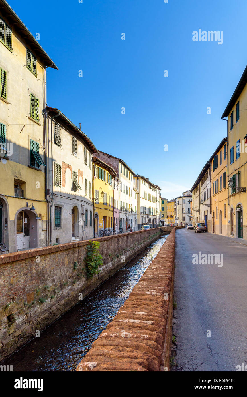 old architecture and the medieval canal in Lucca, tuscany, italy Stock ...