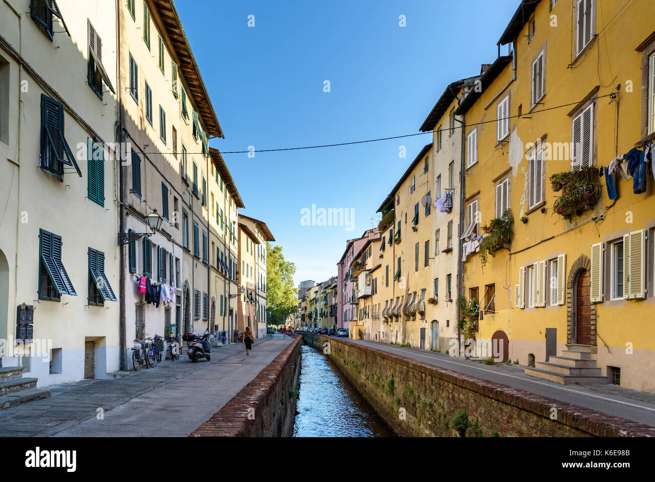 old architecture and the medieval canal in Lucca, tuscany, italy Stock ...