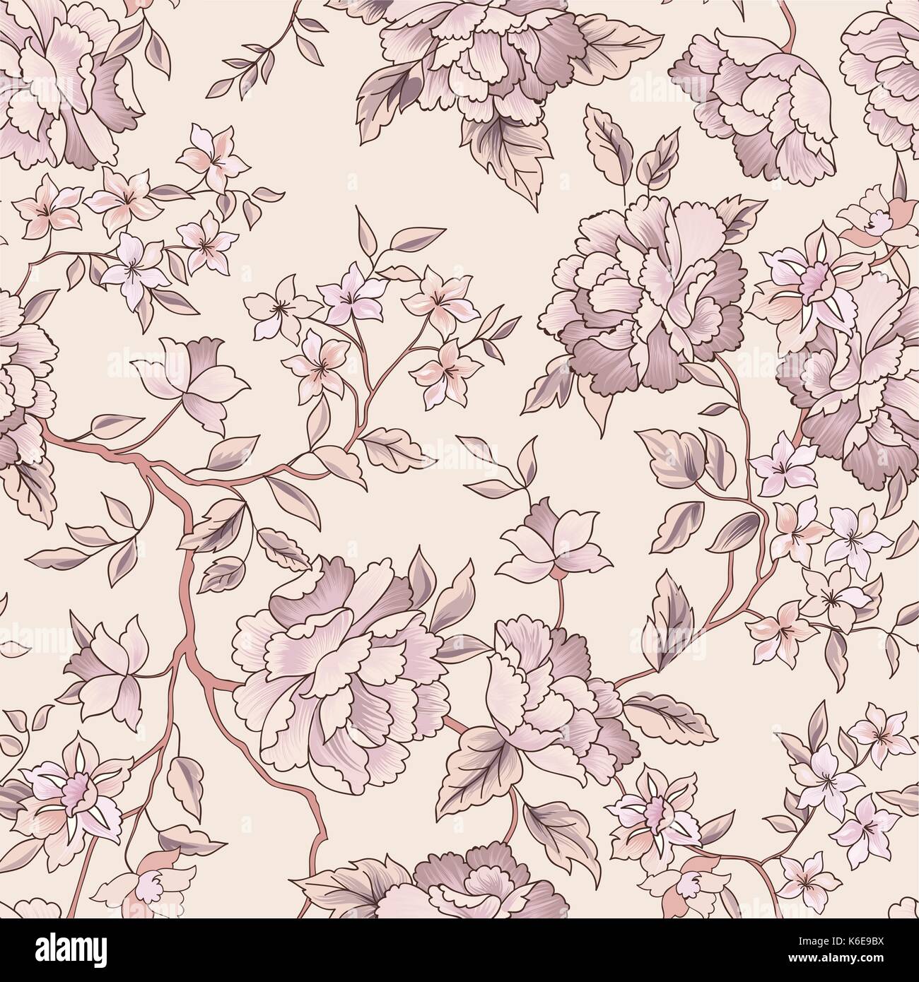 Floral pattern. Flower seamless background. Flourish ornamental garden ...
