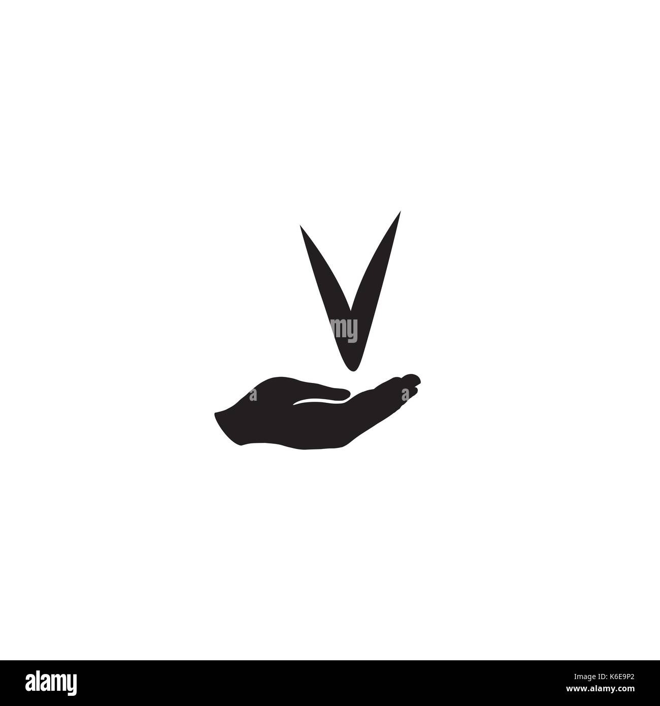 Checkmark sign in hand silhouette. Check mark approved icon Stock ...