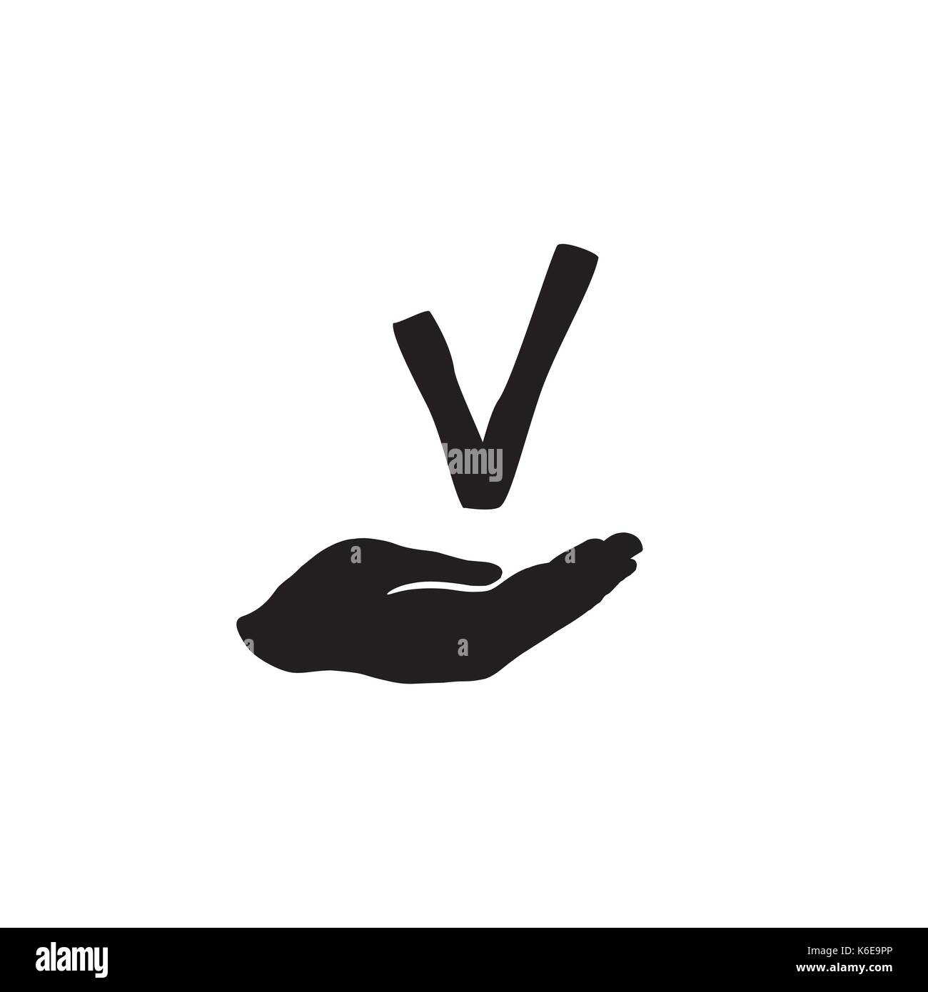 Checkmark sign in hand silhouette. Check mark approved icon Stock ...