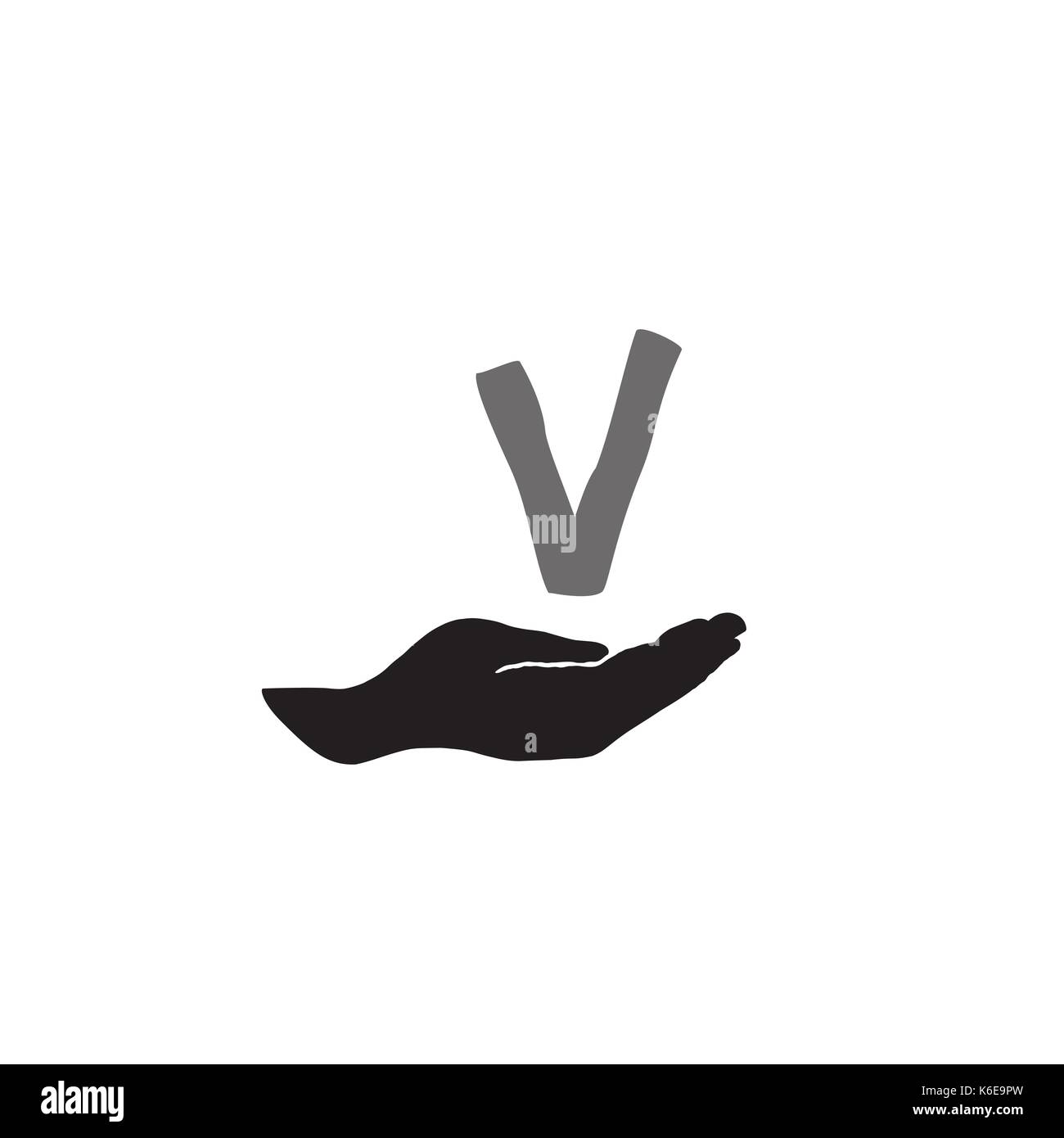 Checkmark sign in hand silhouette. Check mark approved icon Stock ...