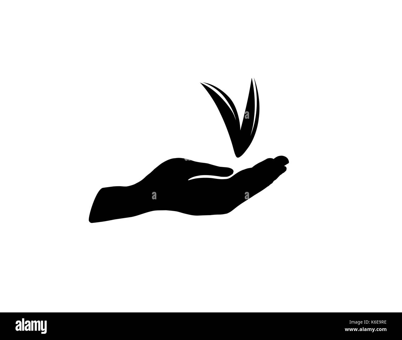 Checkmark sign in hand silhouette. Check mark approved icon Stock ...