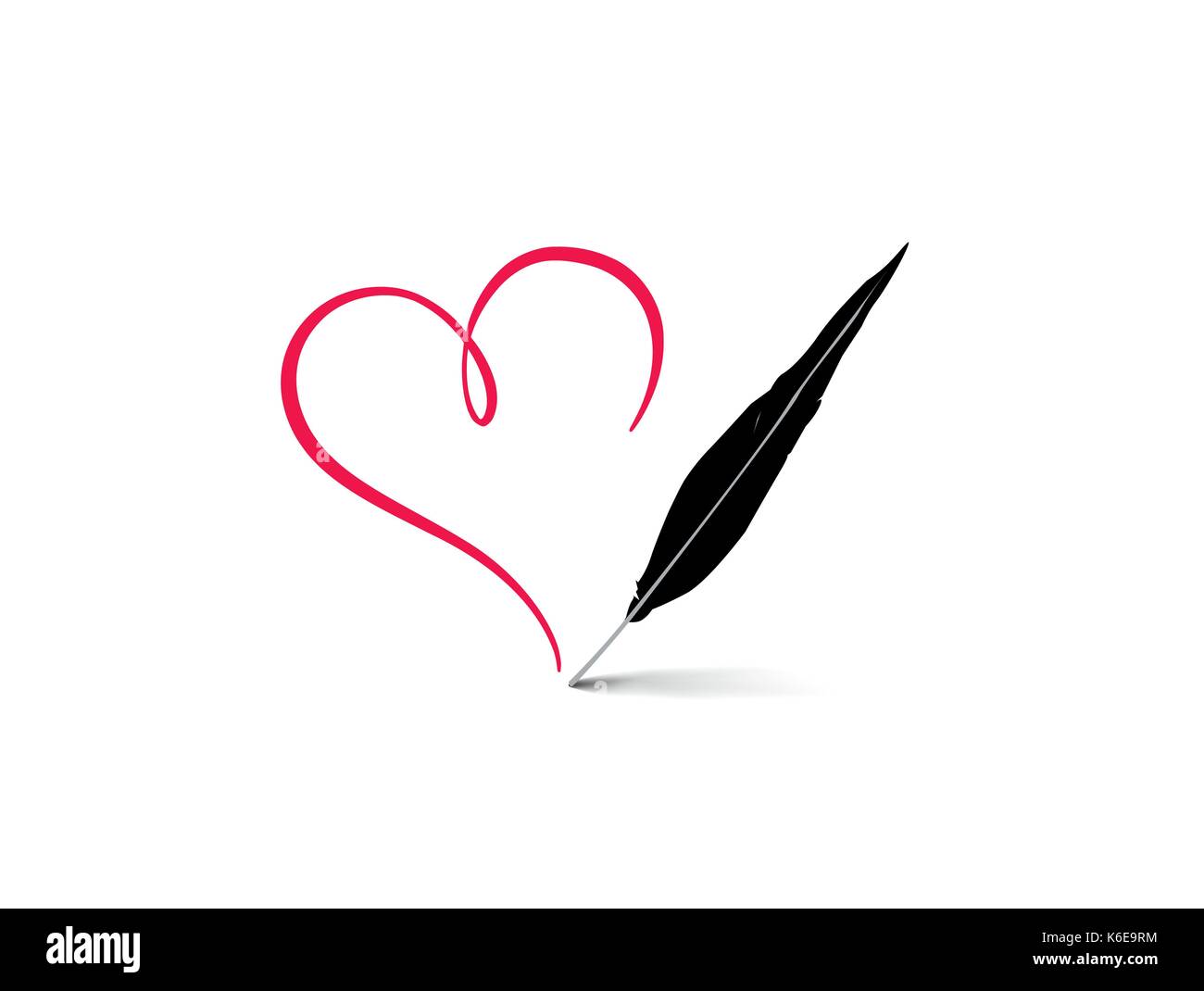 Love heart calligraphic hand drawn sign written by retro feather pen ...