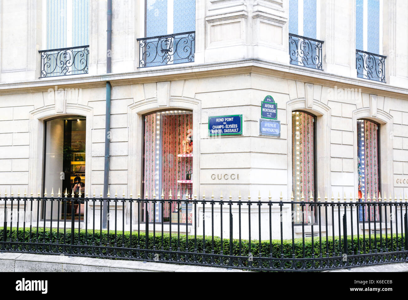 Paris, France: luxury branded shops in typical haussmann palaces and ...