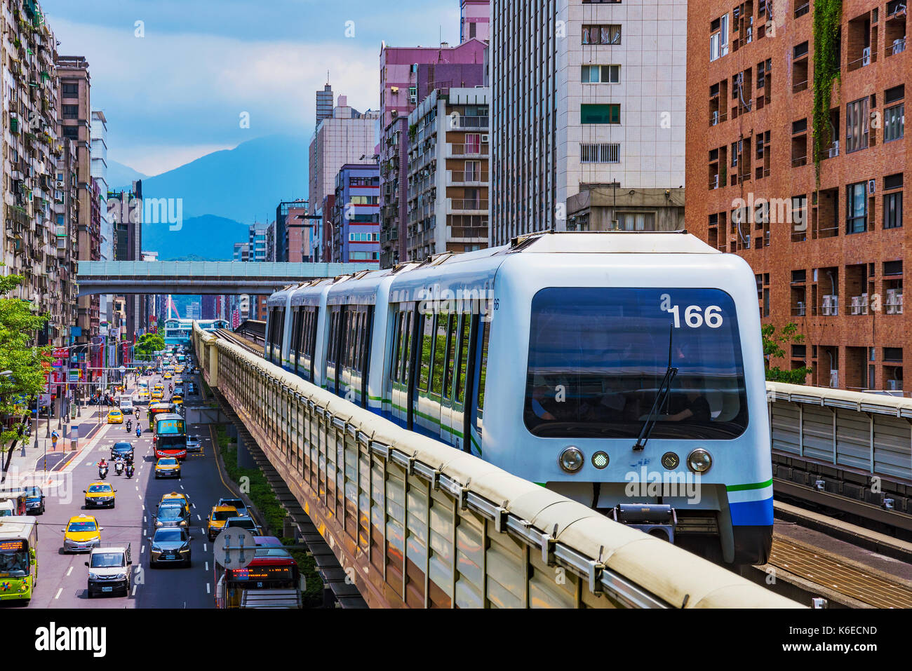 TAIPEI, TAIWAN - JUNE 27: This is a view of an MRT train in the ...