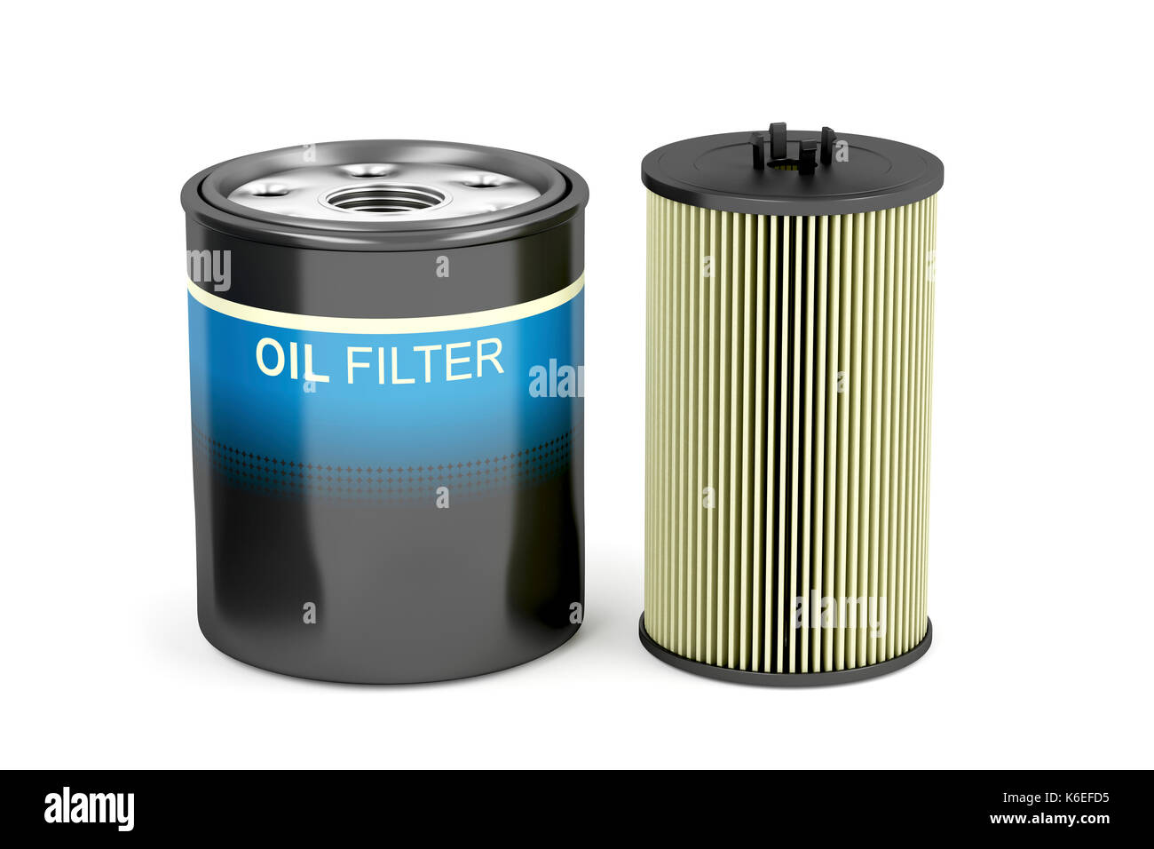 Different types of automotive oil filters on white background Stock ...