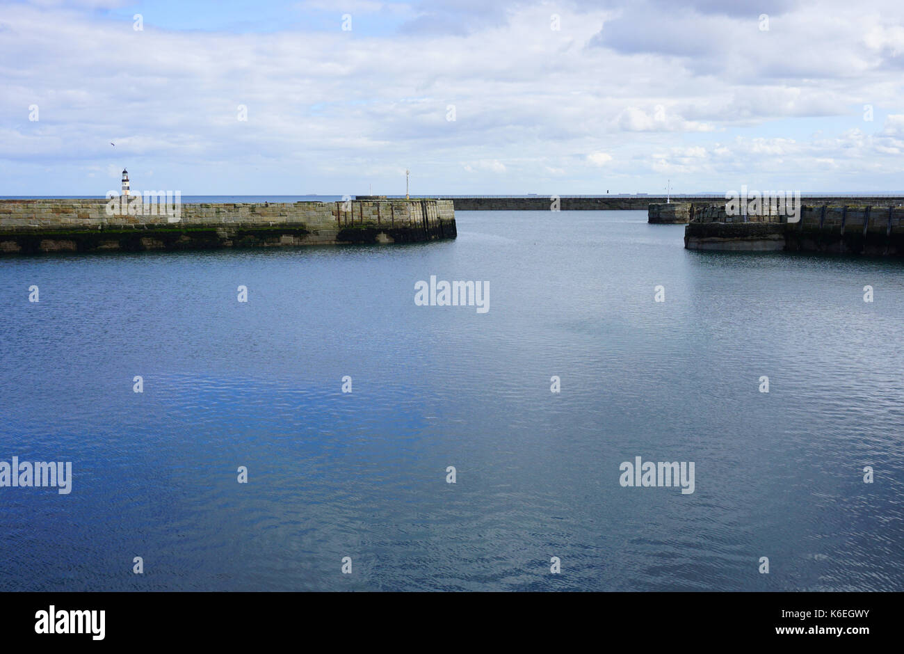 Seaham County Durham England Lighthouse and Pier and Harbour Entrance ...