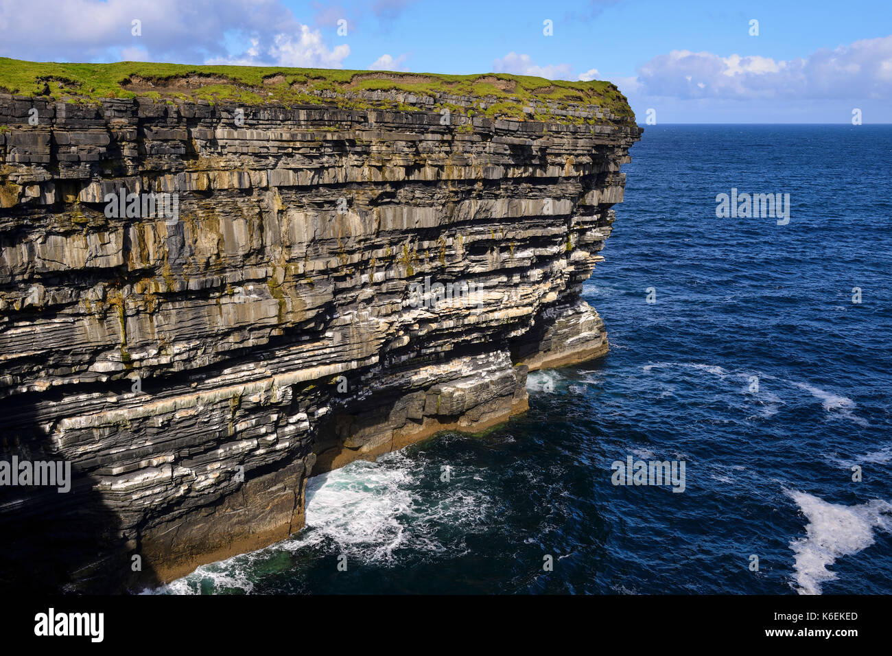 Towering sea cliffs at Downpatrick Head, County Mayo, Republic of ...