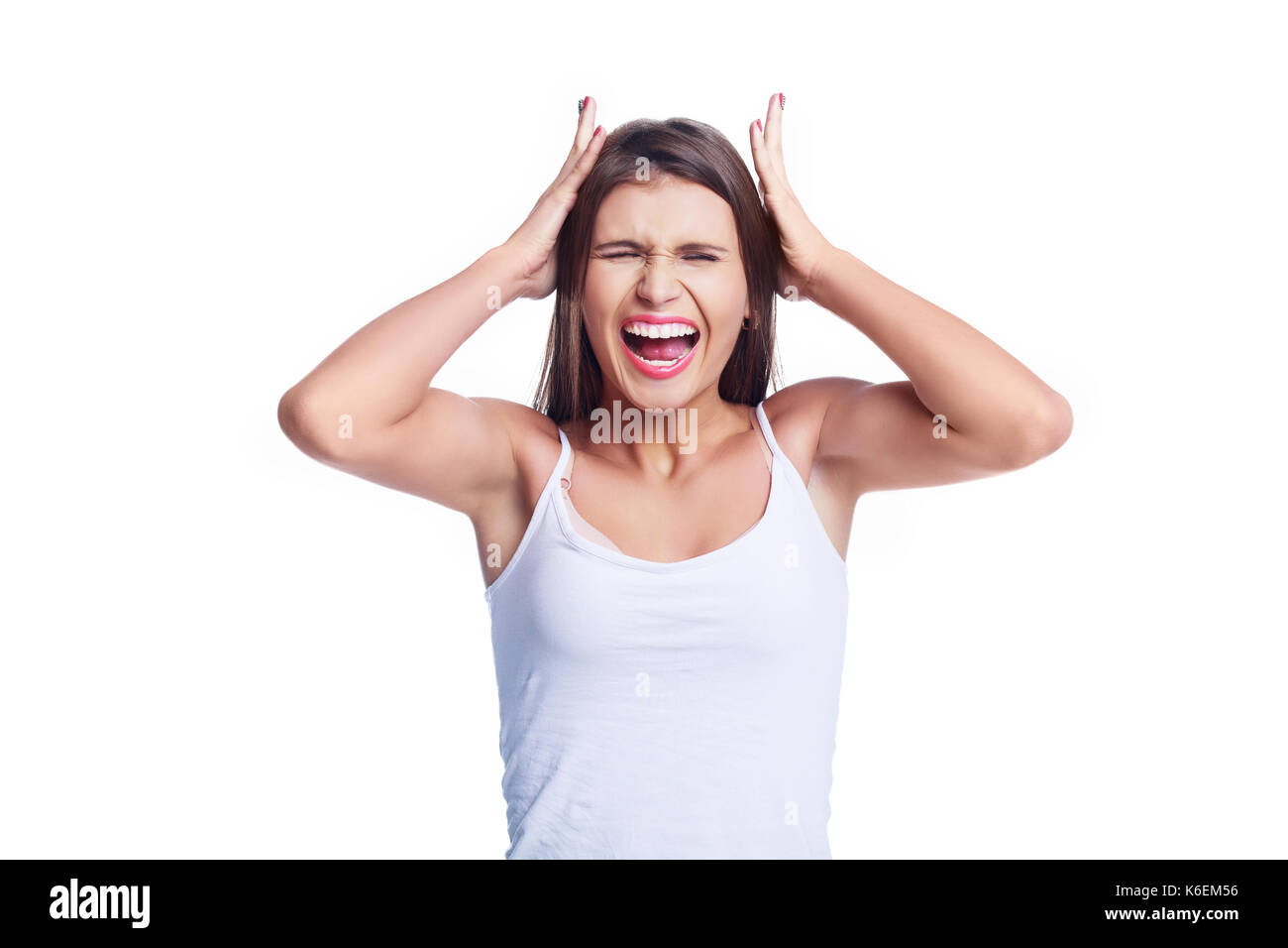 Scared teenage girl screaming hi-res stock photography and images - Alamy