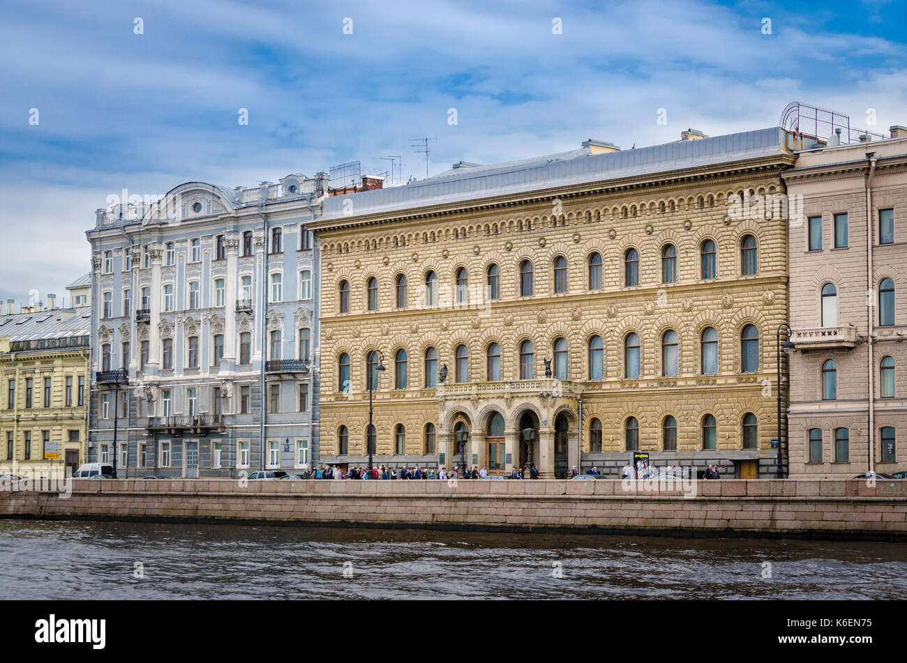 Ornate Neo-classical building on the Palace Embankment, St Petersburg ...