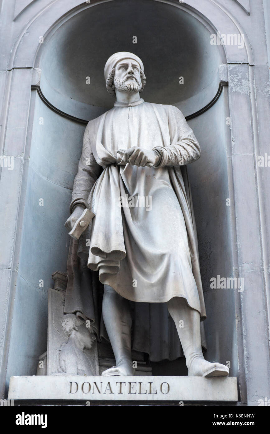Statue of Donatello at the Uffizi Gallery in Florence, Tuscany Italy ...