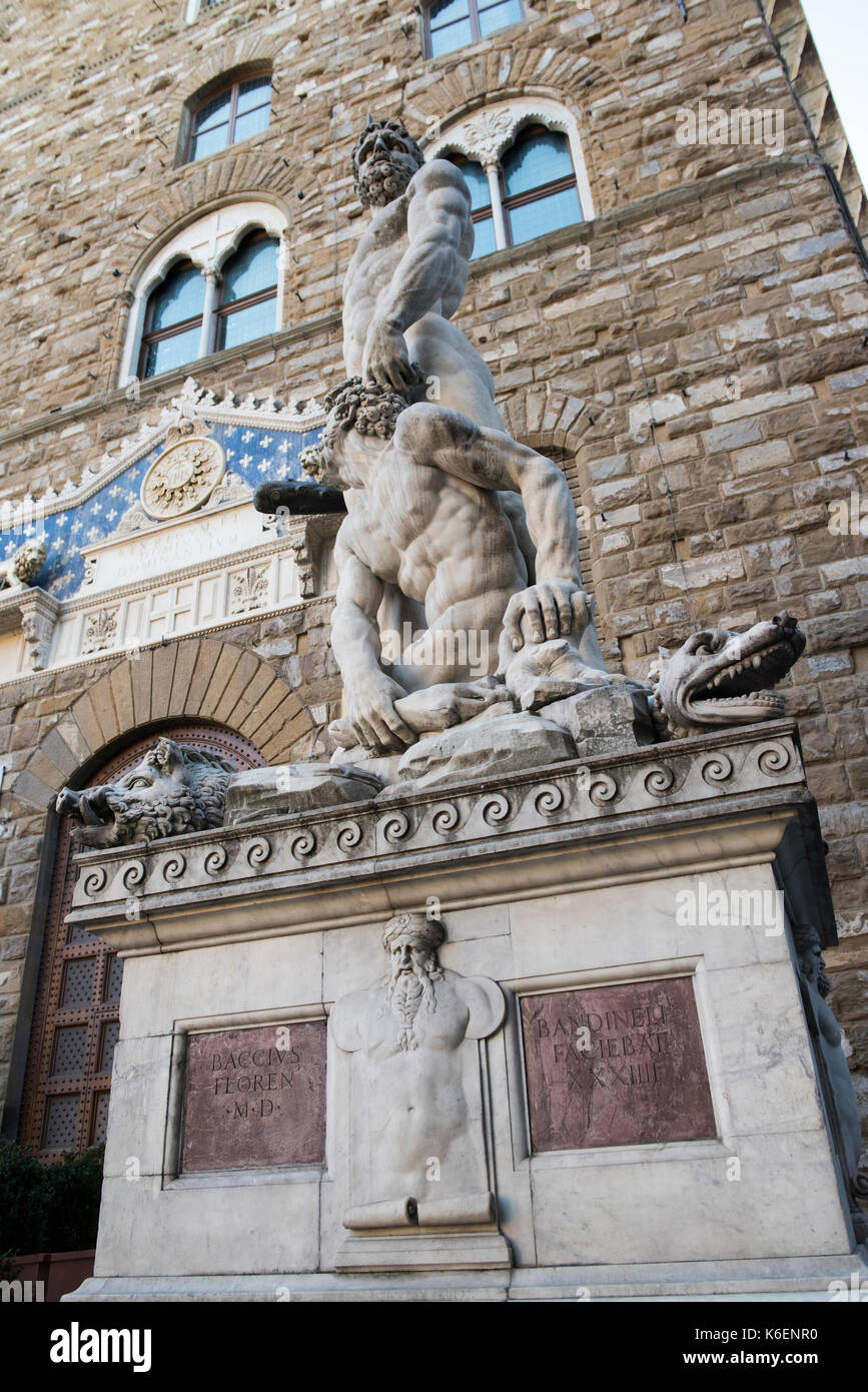 Statue of Hercules and Cacus at the entrance of Palazzo Vecchio ...
