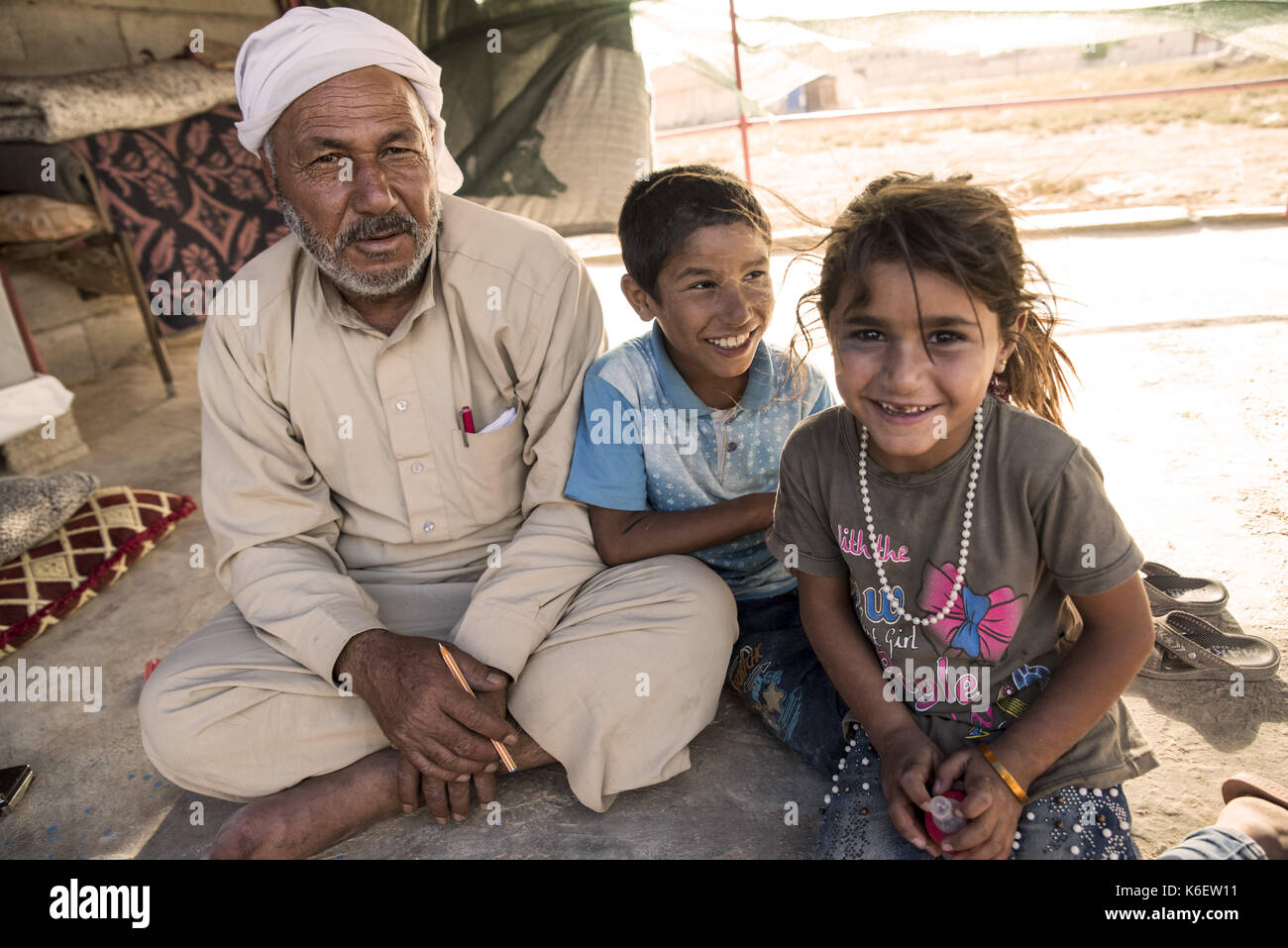 Syrian people in unofficial refugee camp in Akcakale. These people are ...