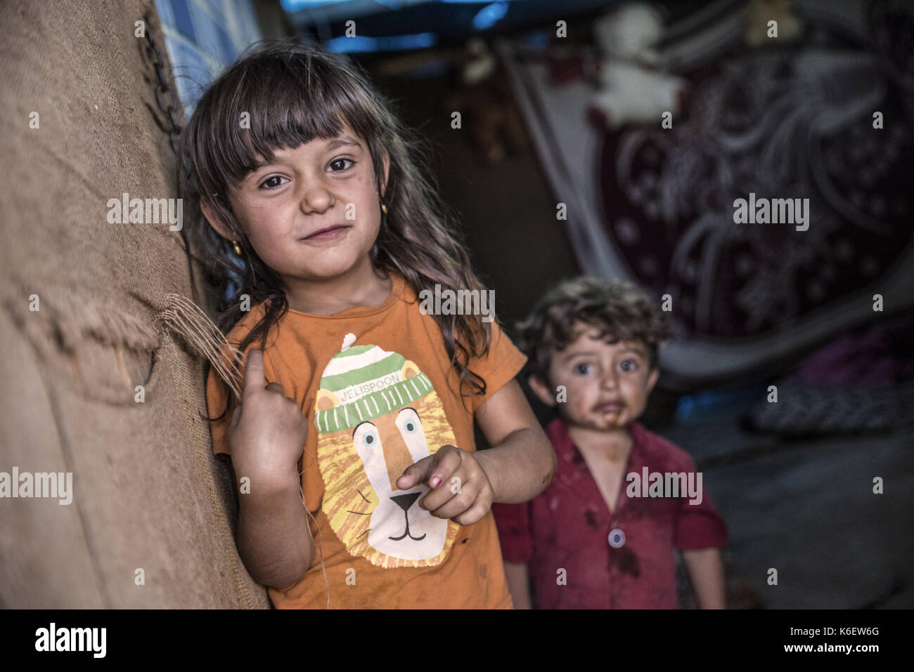 Syrian people in unofficial refugee camp in Reyhanli. These people are ...