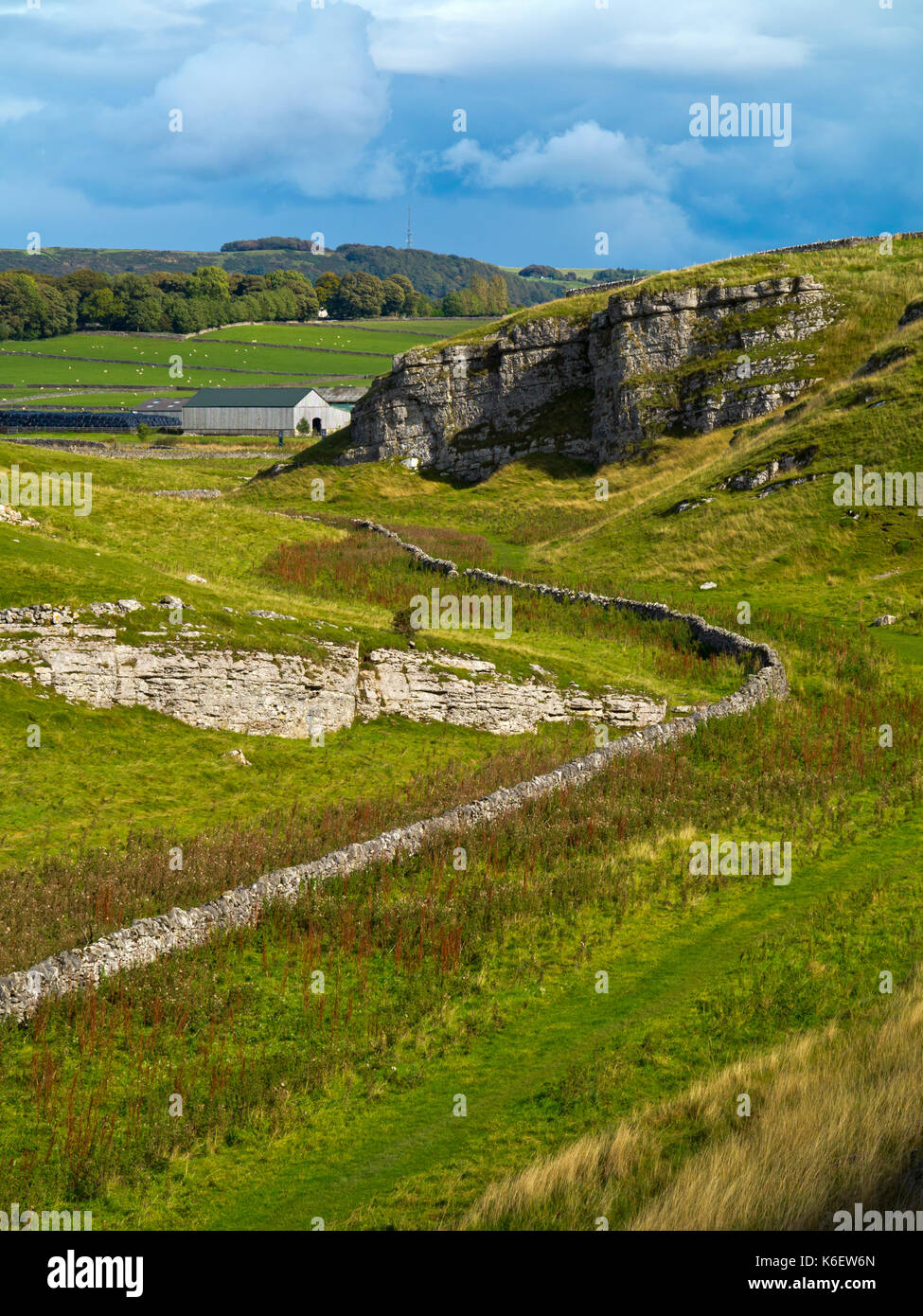 View across Cressbrook Dale a nature reseve and popular walking area in ...