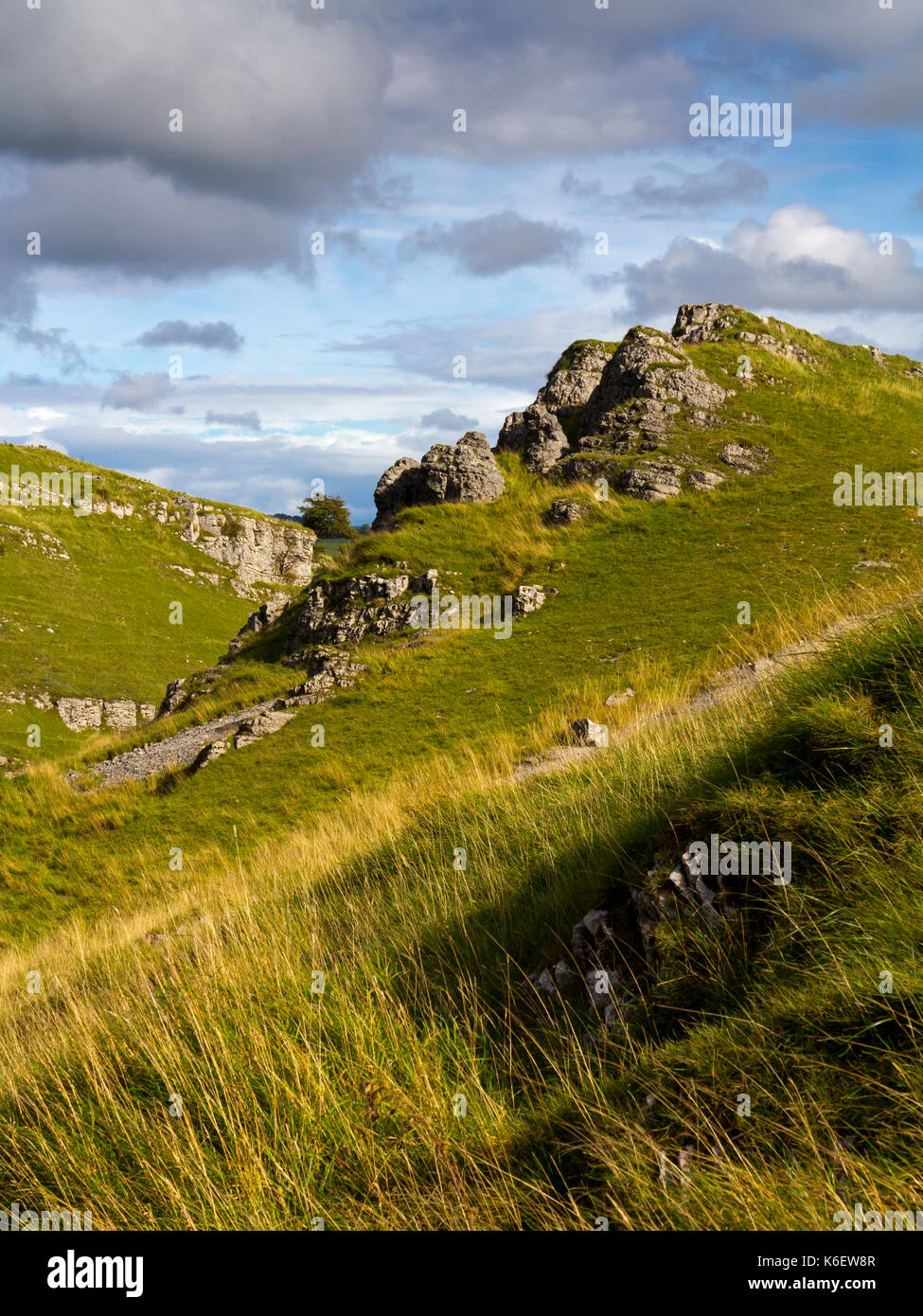 View across Cressbrook Dale a nature reseve and popular walking area in ...