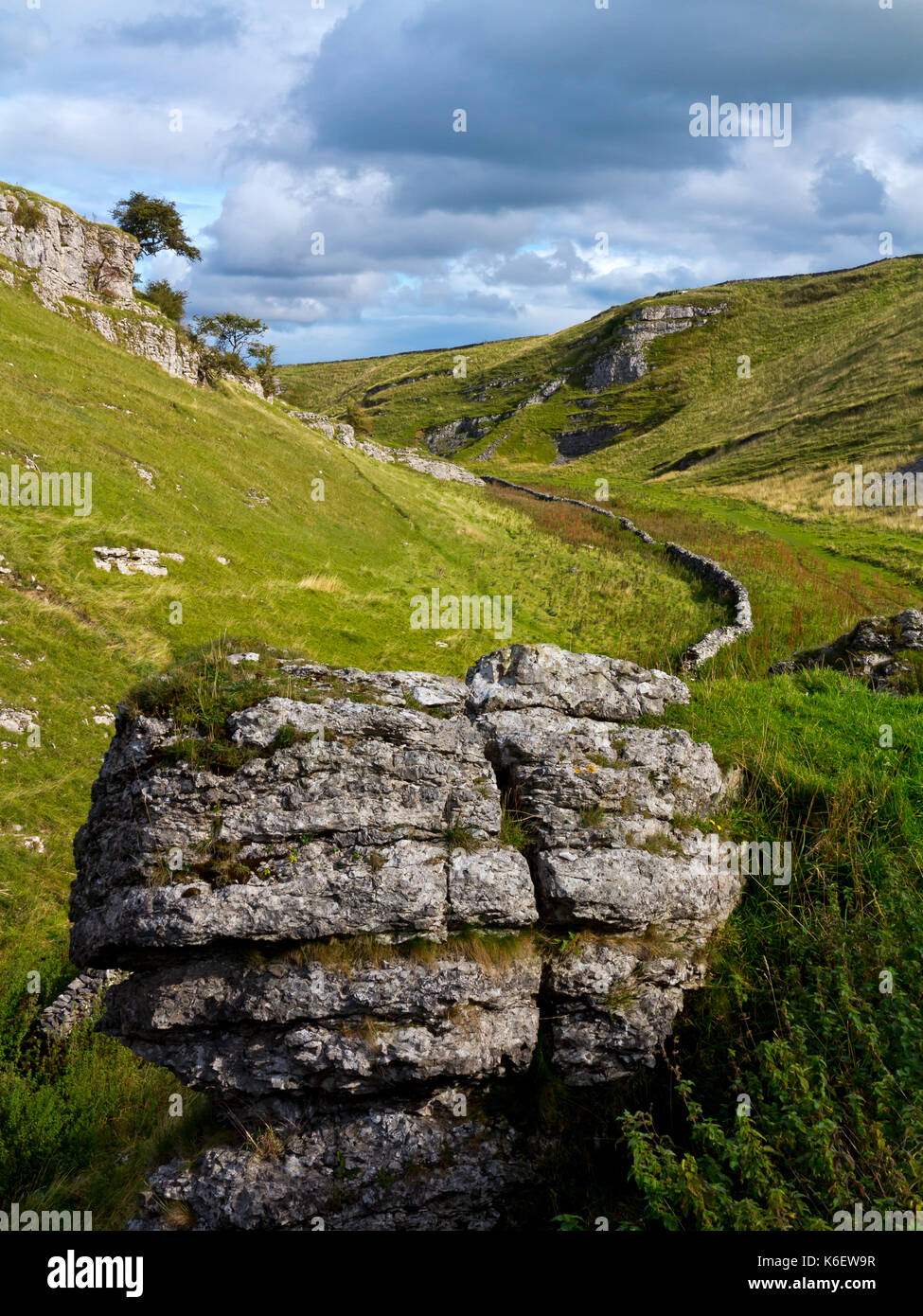 View across Cressbrook Dale a nature reseve and popular walking area in ...