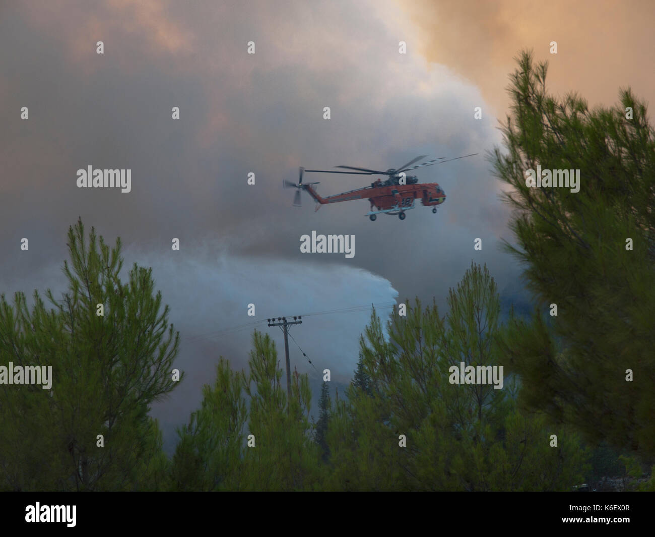 A fire fighting helicopter at work in Zakynthos, Greece Stock Photo - Alamy